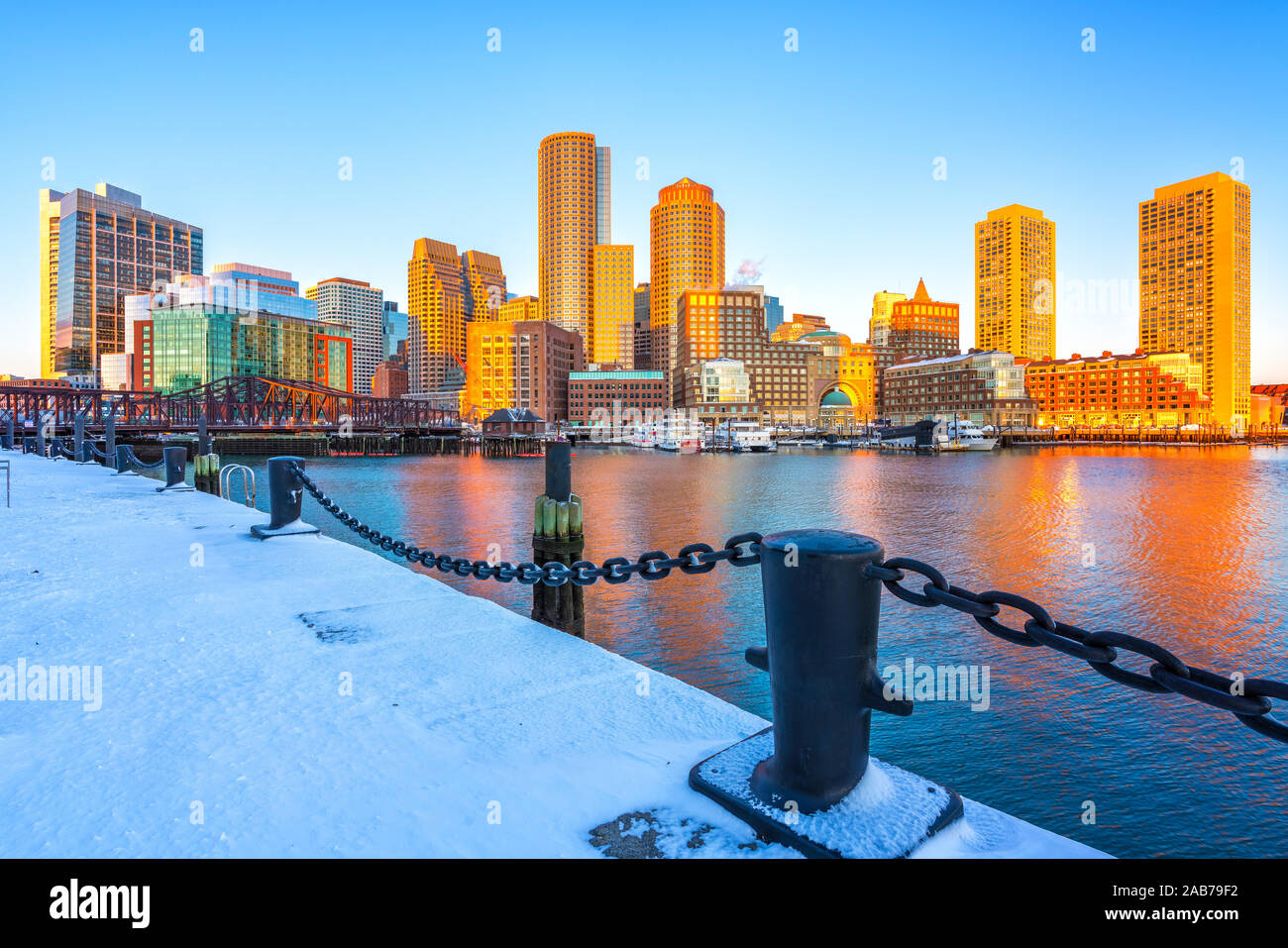 Boston downtown at sunrise Stock Photo - Alamy