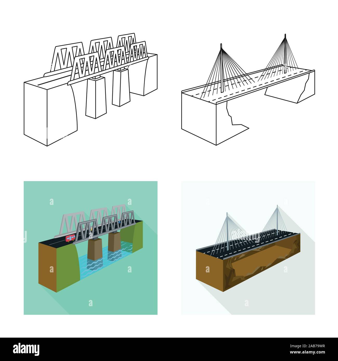 Vector illustration of connection and design sign. Set of connection ...