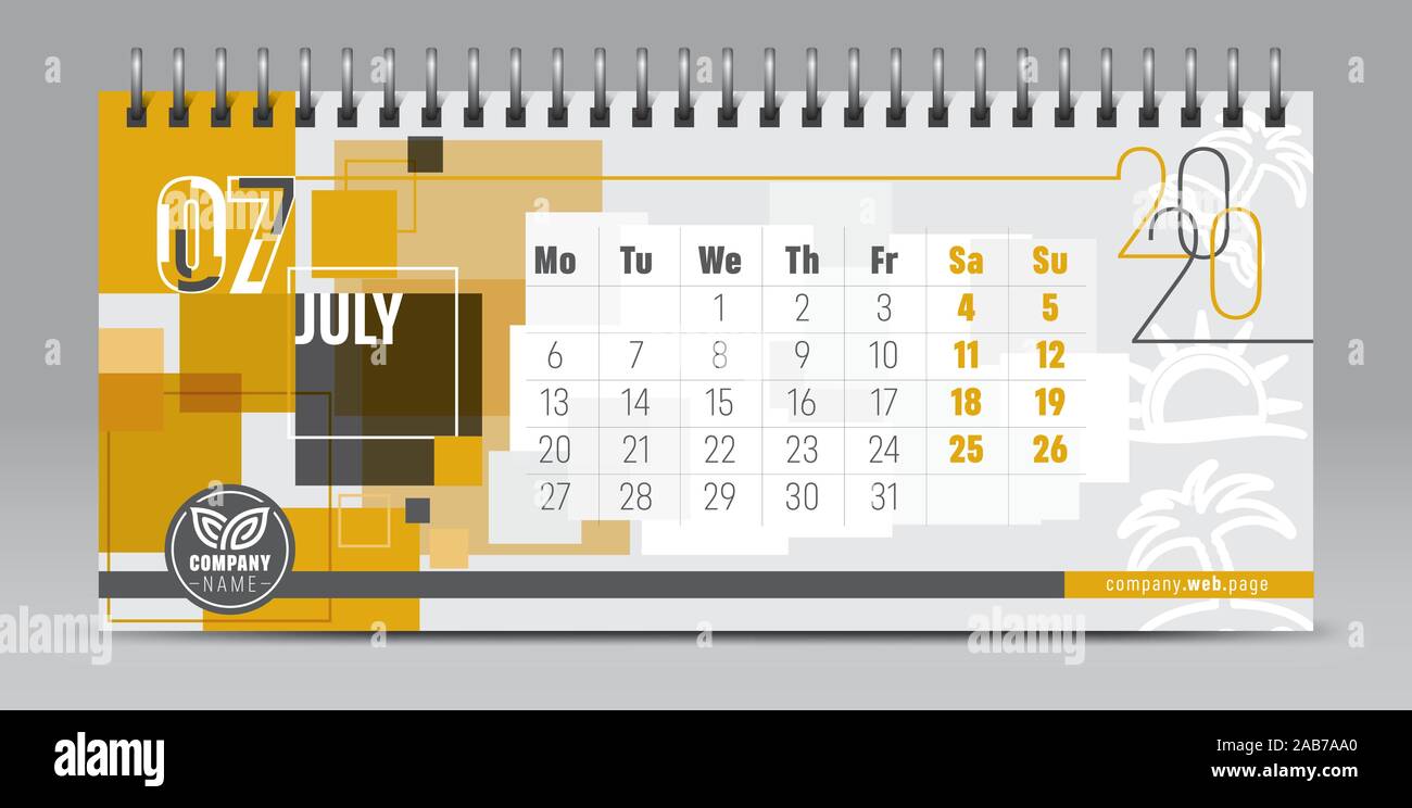 2020 vector calendar design, typography, illustration Stock Vector ...