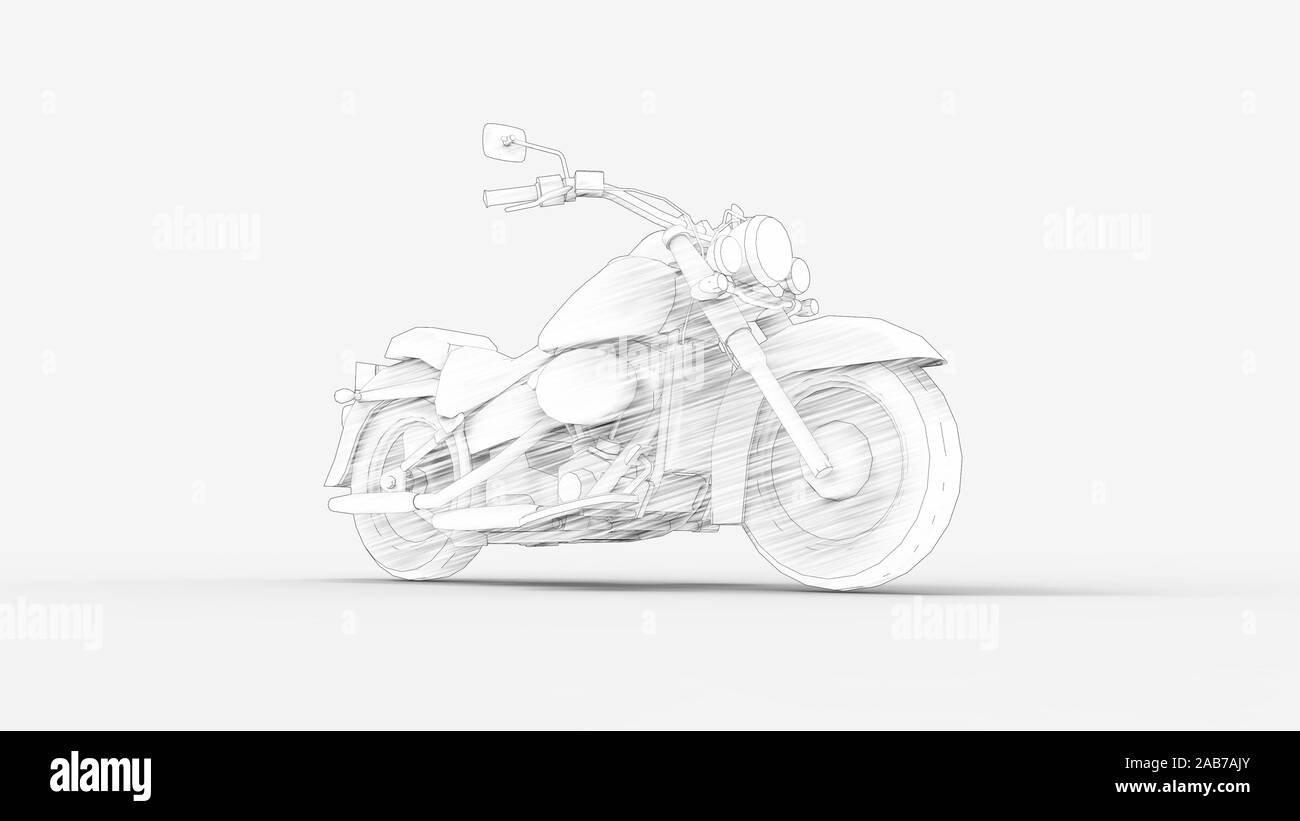 3d rendering of a cruiser motorcycle isolated in a white studio ...