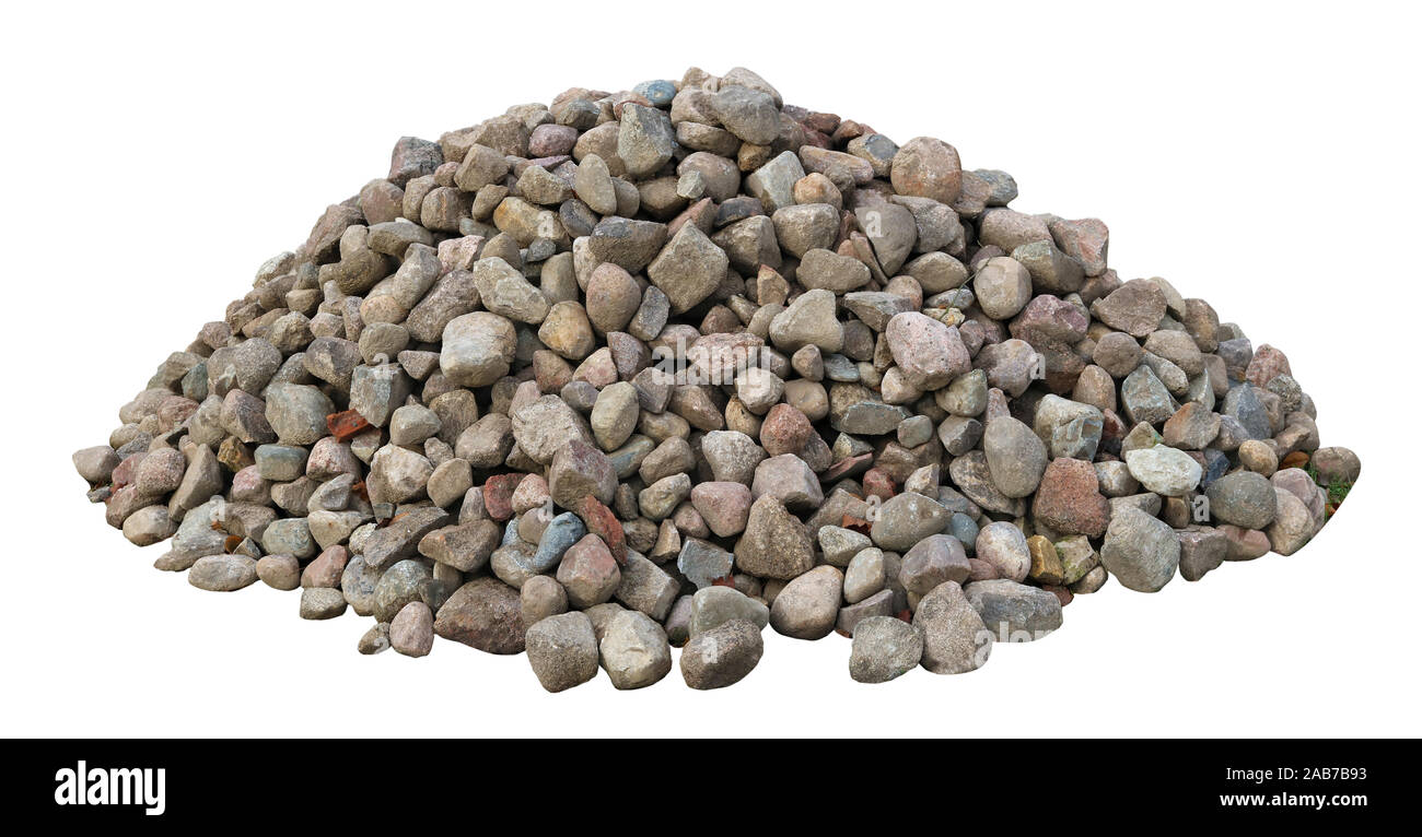 A large pile of small granite cobble stones for the construction of a ...