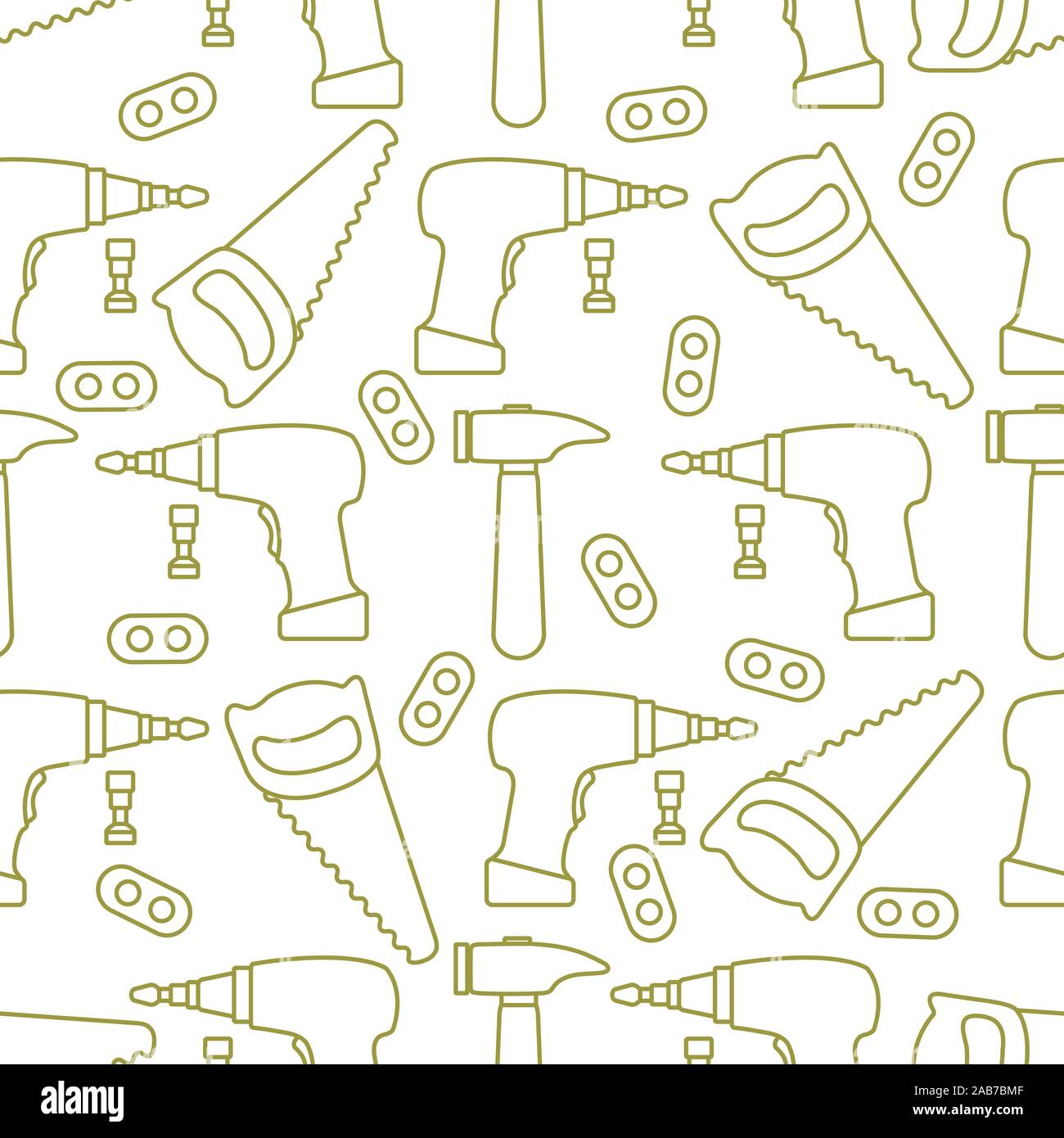 Vector seamless pattern with kid toys. Toy tools Saw, hammer, cordless ...