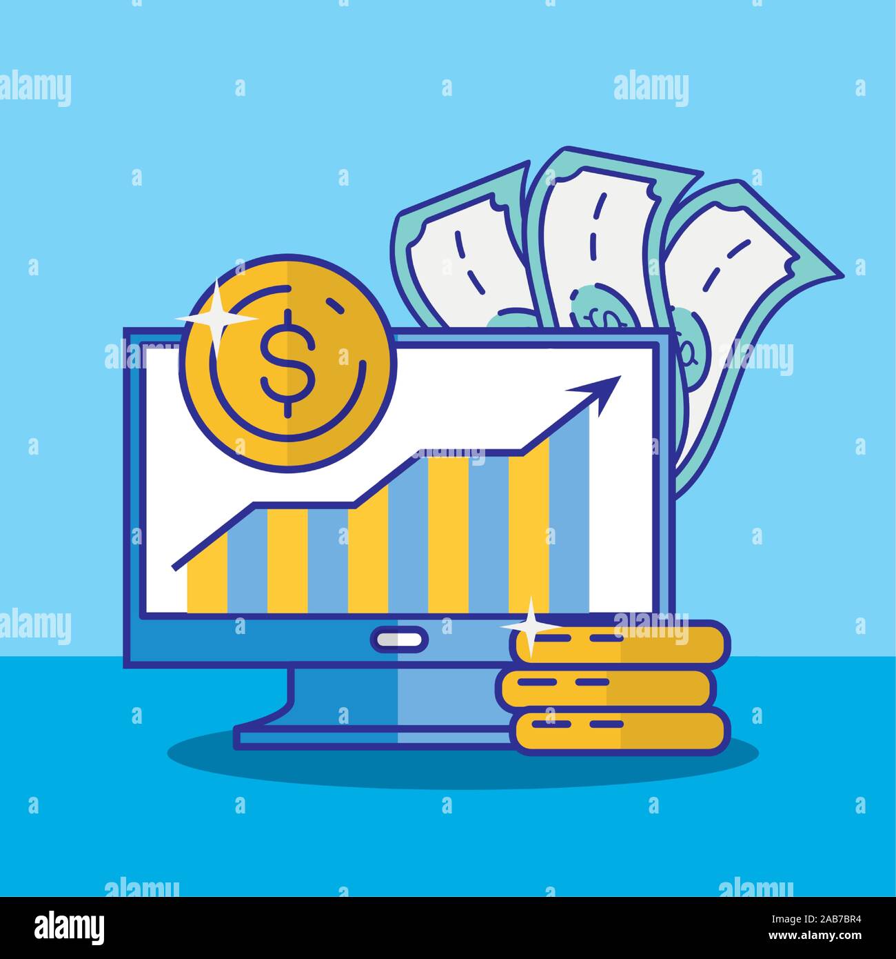 financial technology with desktop icon Stock Vector Image & Art - Alamy