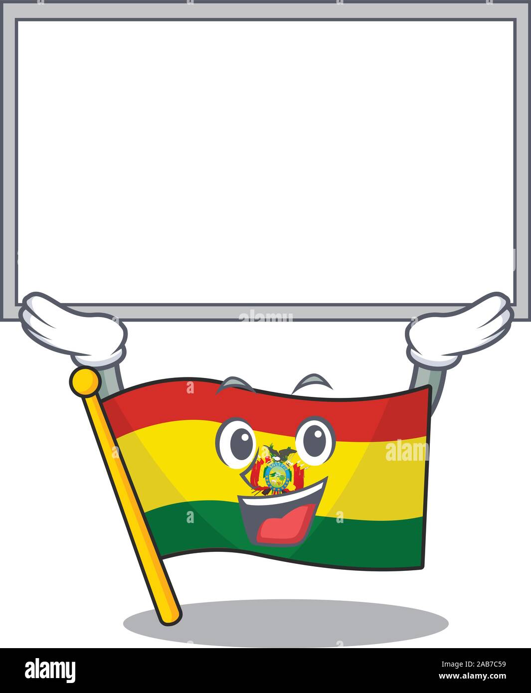 cute cartoon character flag guatermala raised up board Stock Vector ...