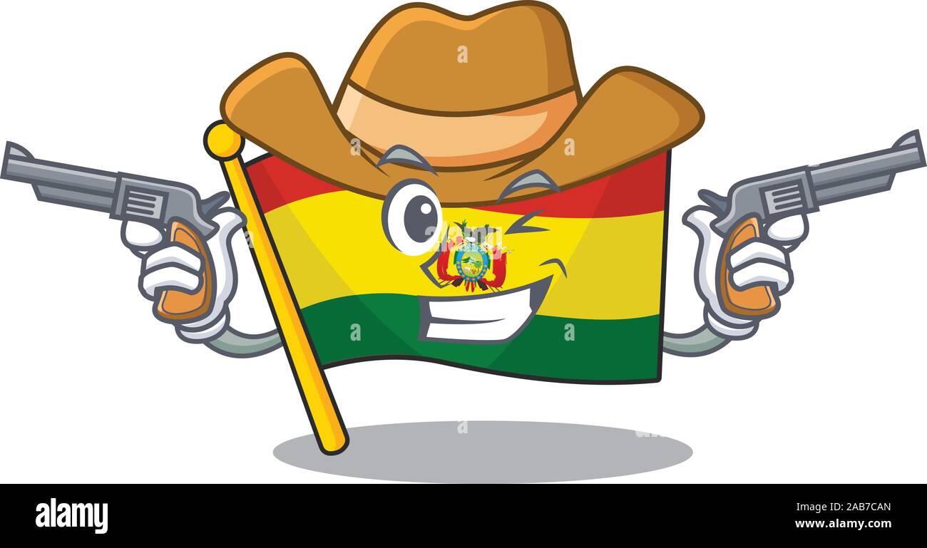Flag Guatermala cartoon character as a Cowboy holding guns Stock Vector ...