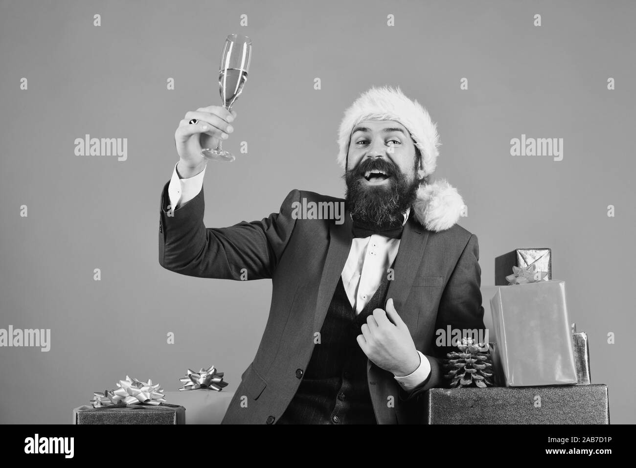 Happy businessman in santa Black and White Stock Photos & Images - Alamy