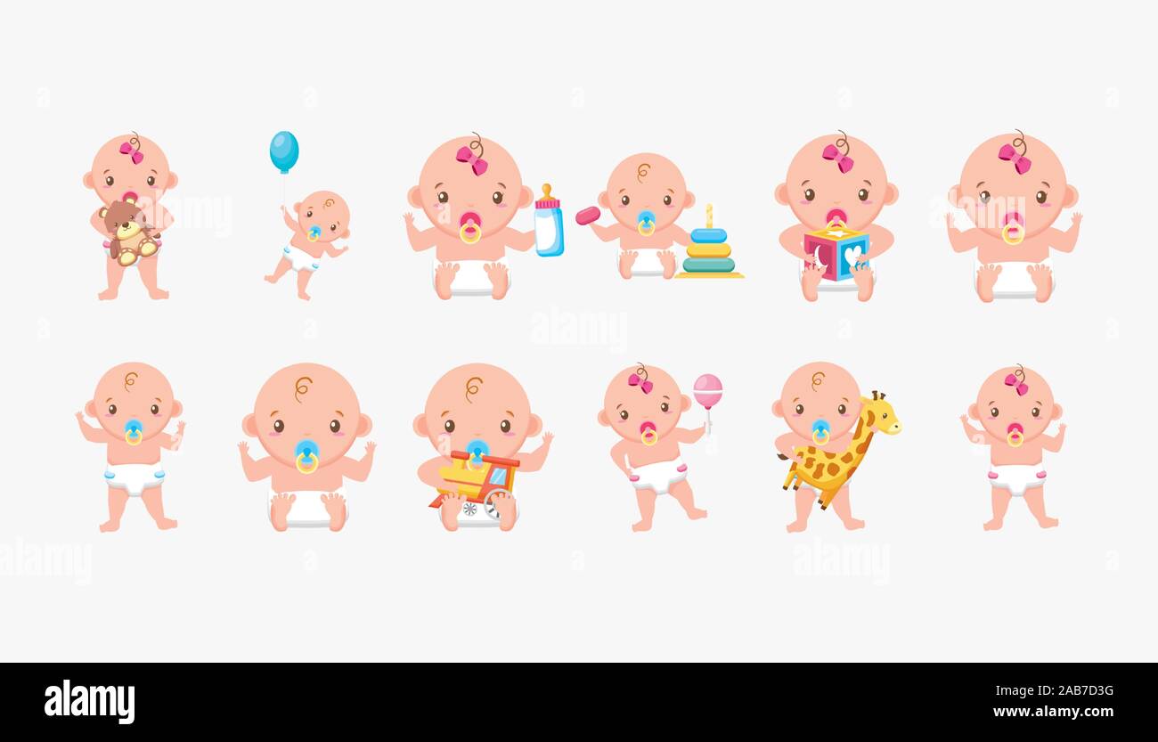 group of cute babies characters Stock Vector Image & Art - Alamy