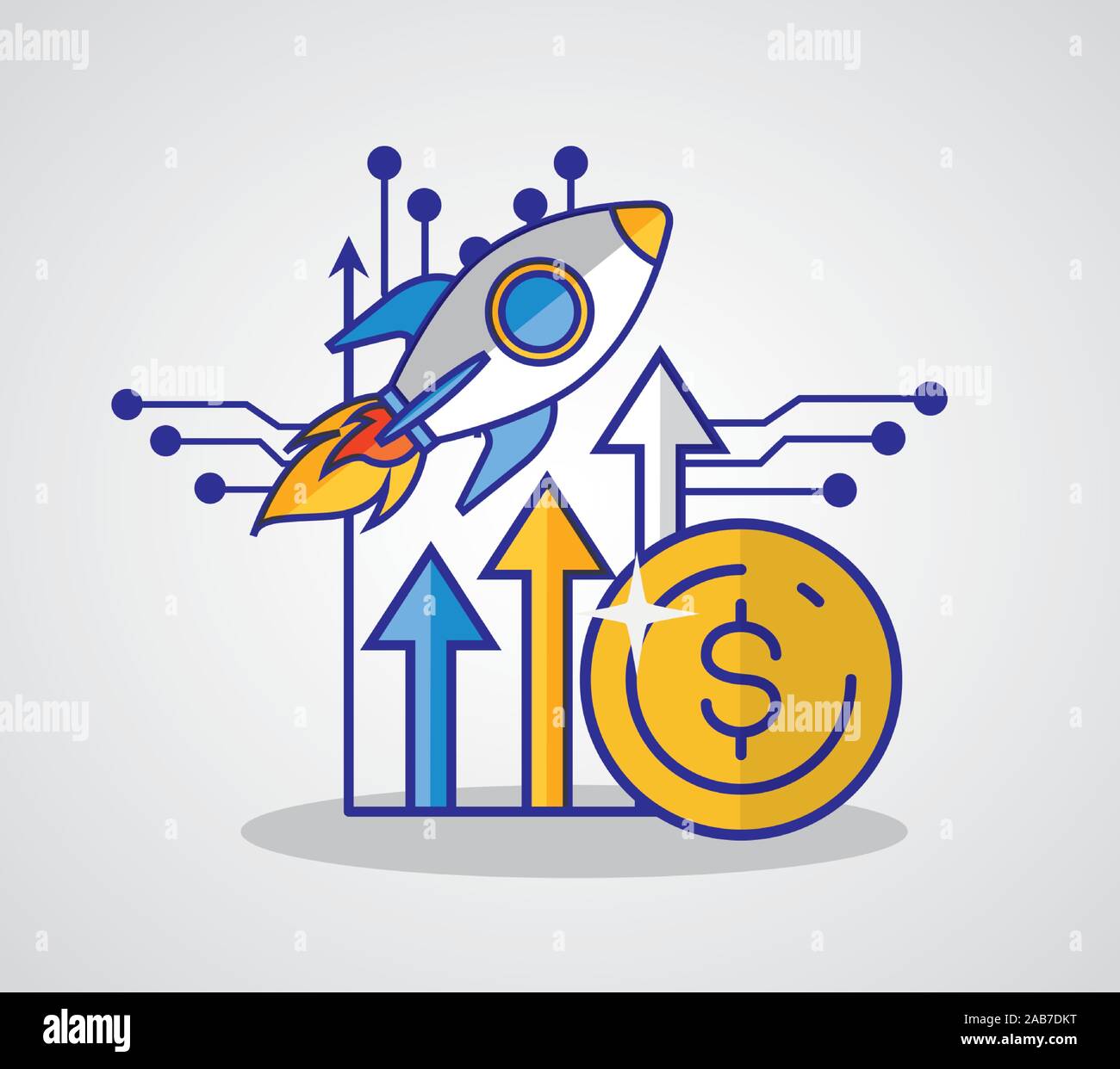 financial technology with rocket launcher Stock Vector Image & Art - Alamy