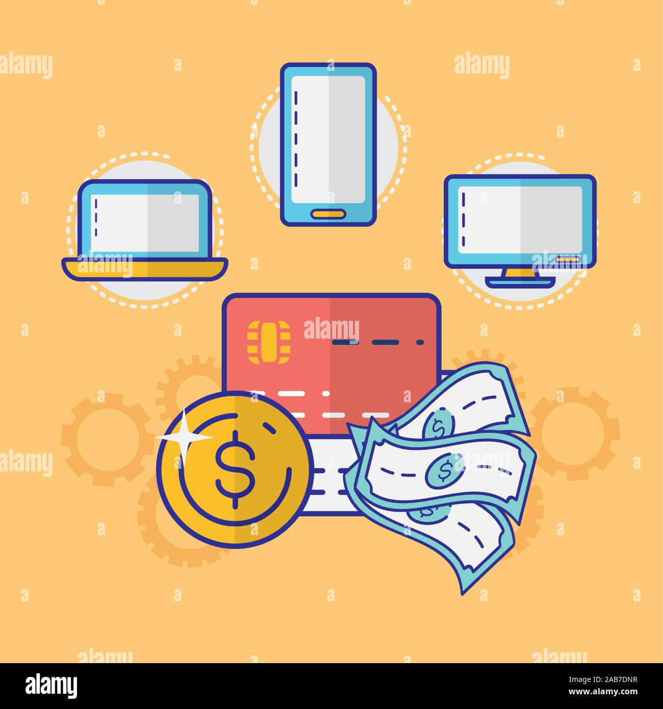 financial technology with electronic devices Stock Vector Image & Art ...
