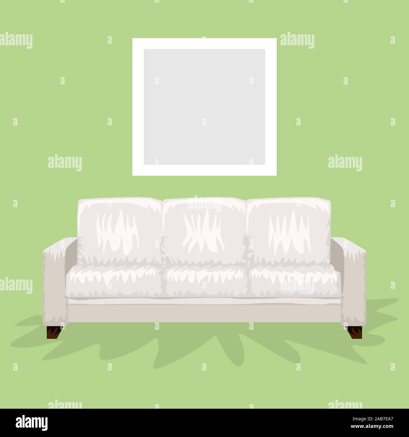 Sofa with hand drawn cartoon style for your design. Vector illustration ...