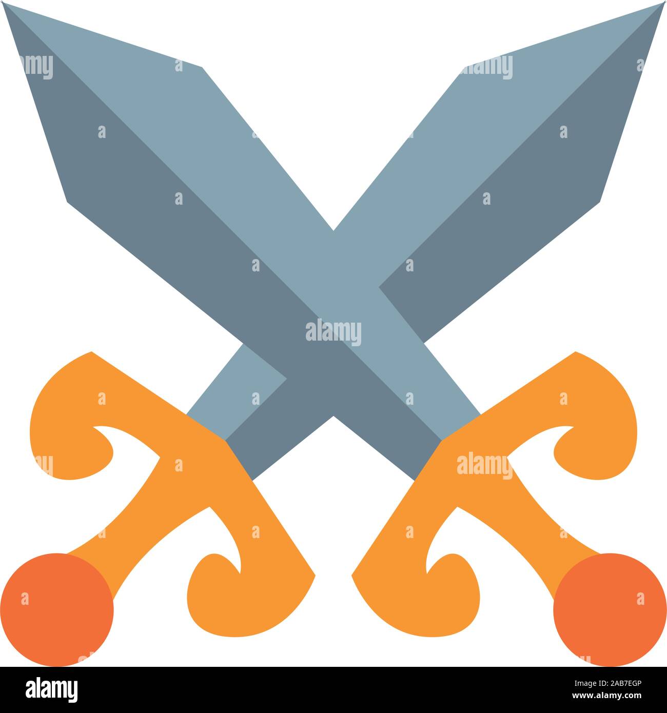 medieval swords crossed flat style icon vector illustration design ...