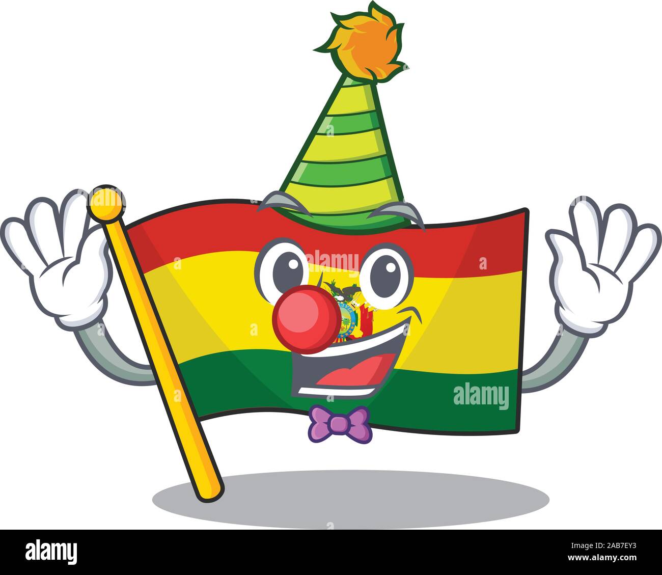Cute Clown flag guatermala placed on cartoon character mascot design ...