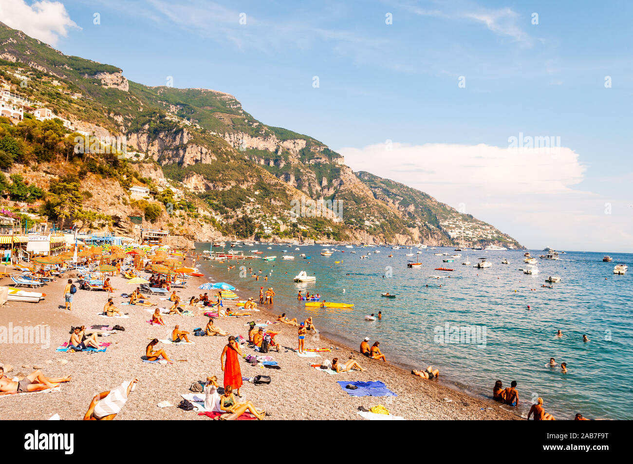 Positano beach sunbathing hi-res stock photography and images - Alamy