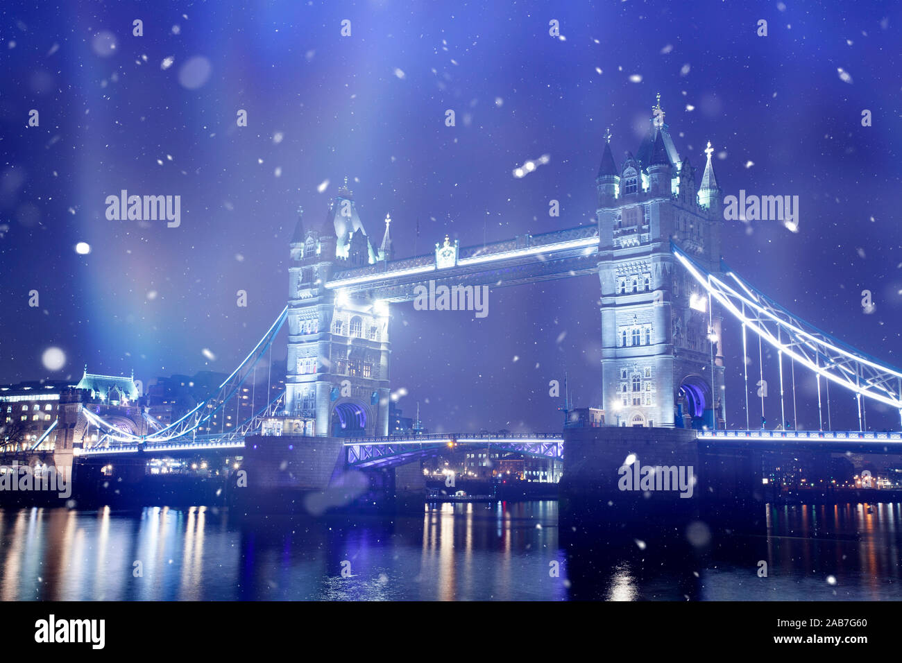 Christmas in London concept: Tower Bridge during night time with ...