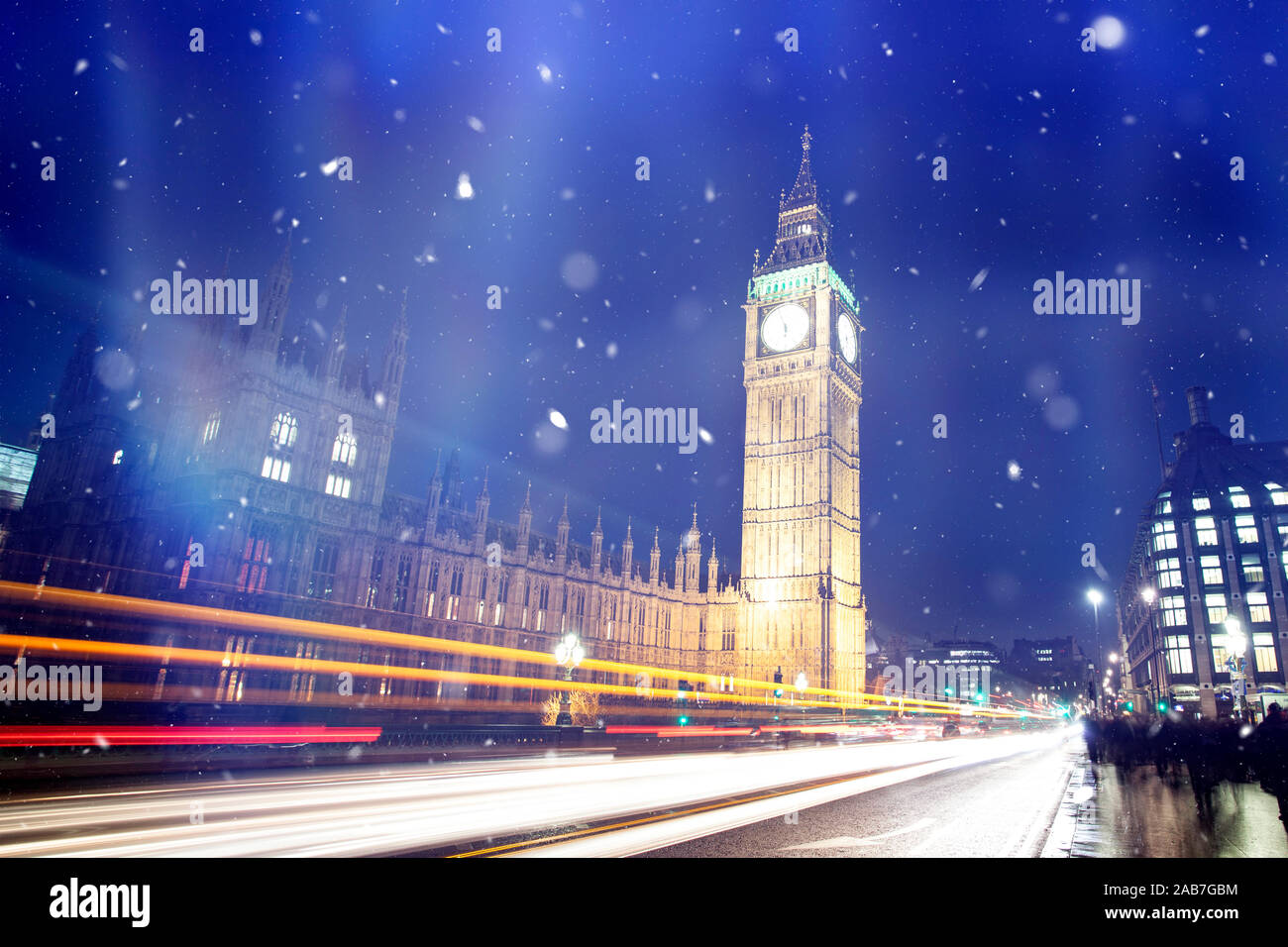 London winter snow thames river parliament big ben westminster hi-res ...