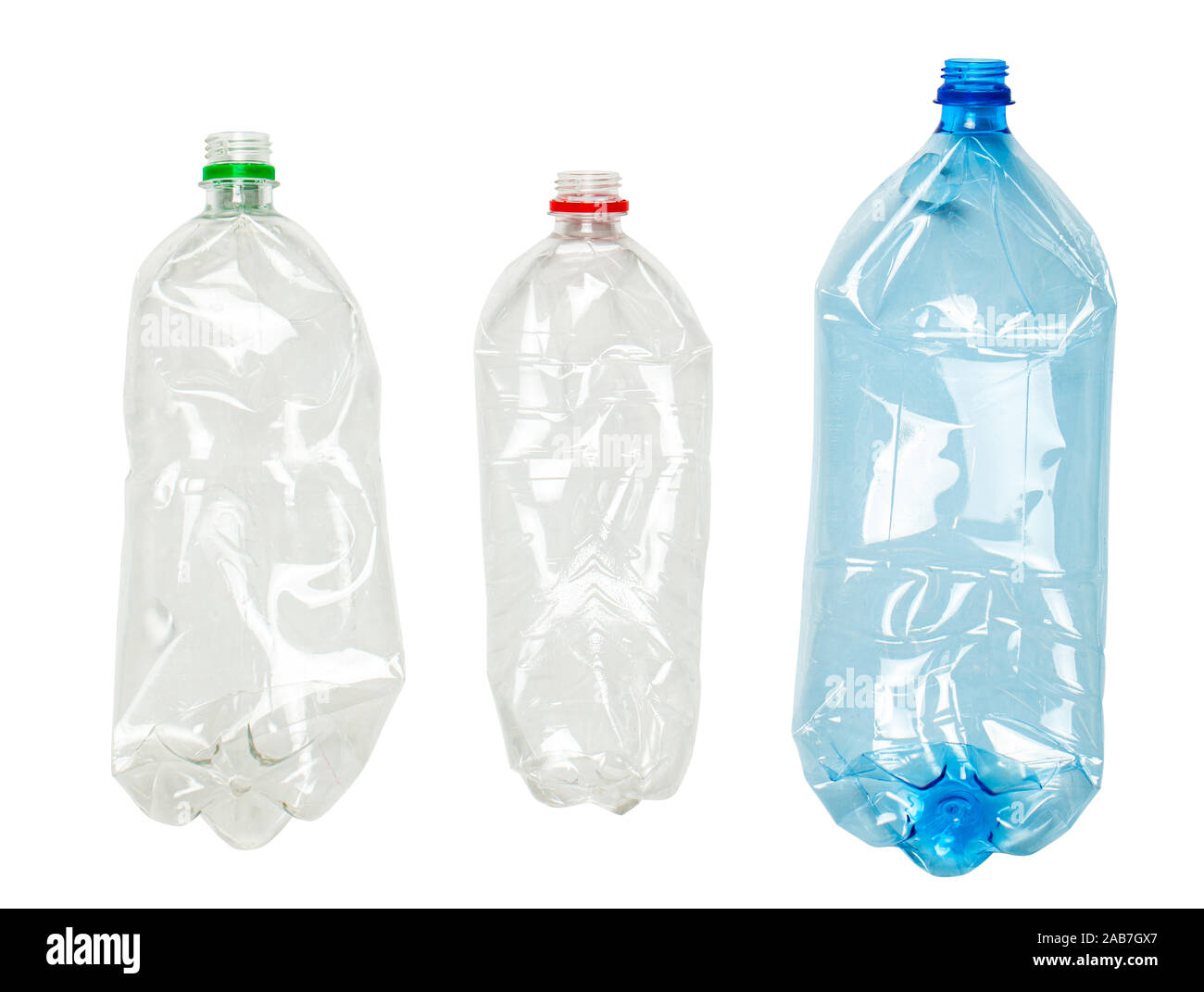 Crumpled plastic bottles isolated on white background Stock Photo - Alamy