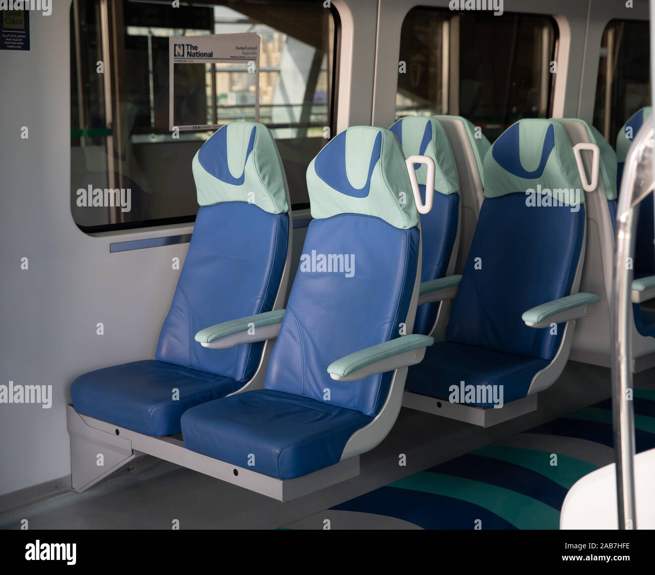 Seats in a Dubai Metro Carriage in Dubai, UAE Stock Photo - Alamy