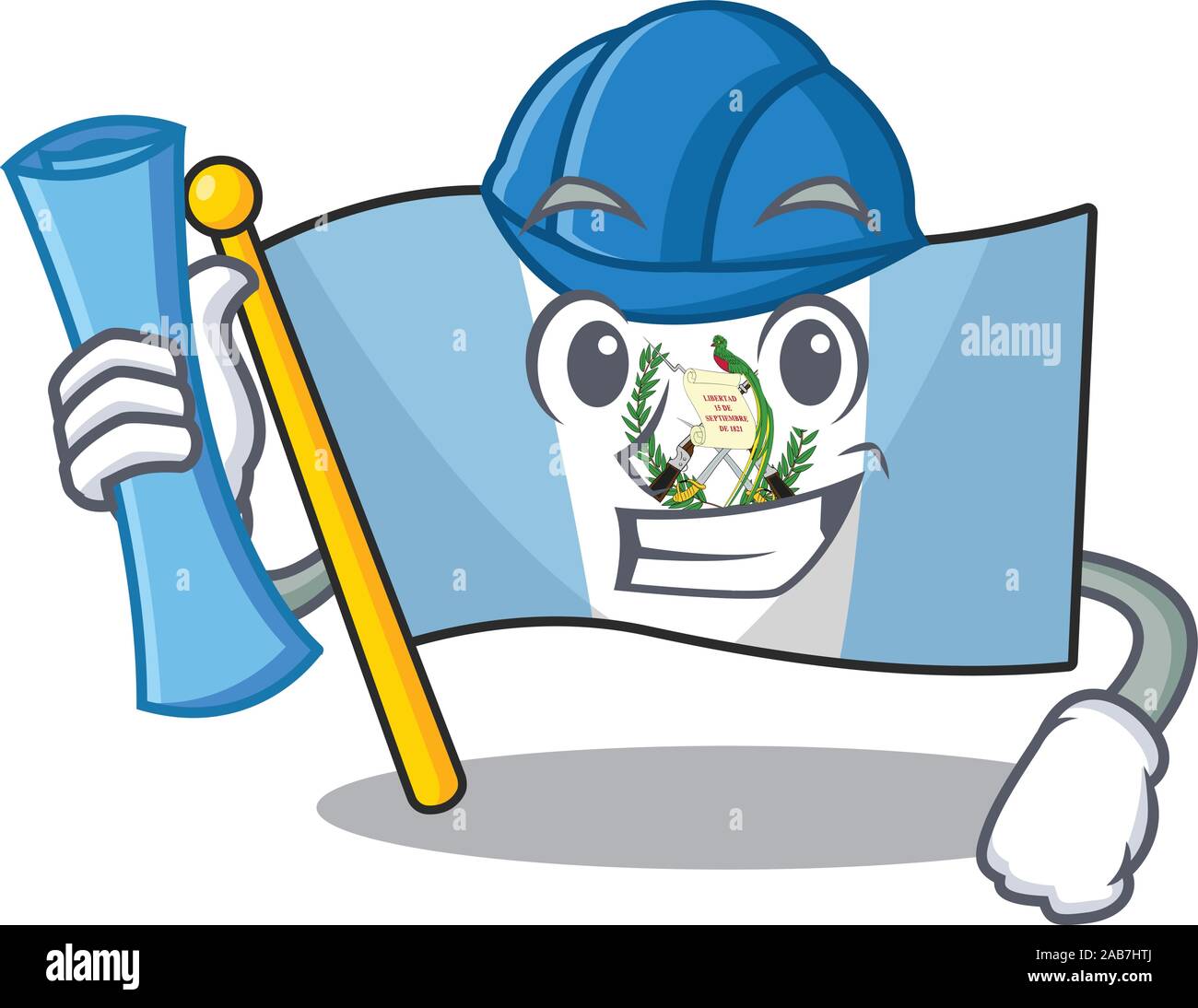 Cheerful Architect flag bolivia cartoon style holding blue prints Stock ...