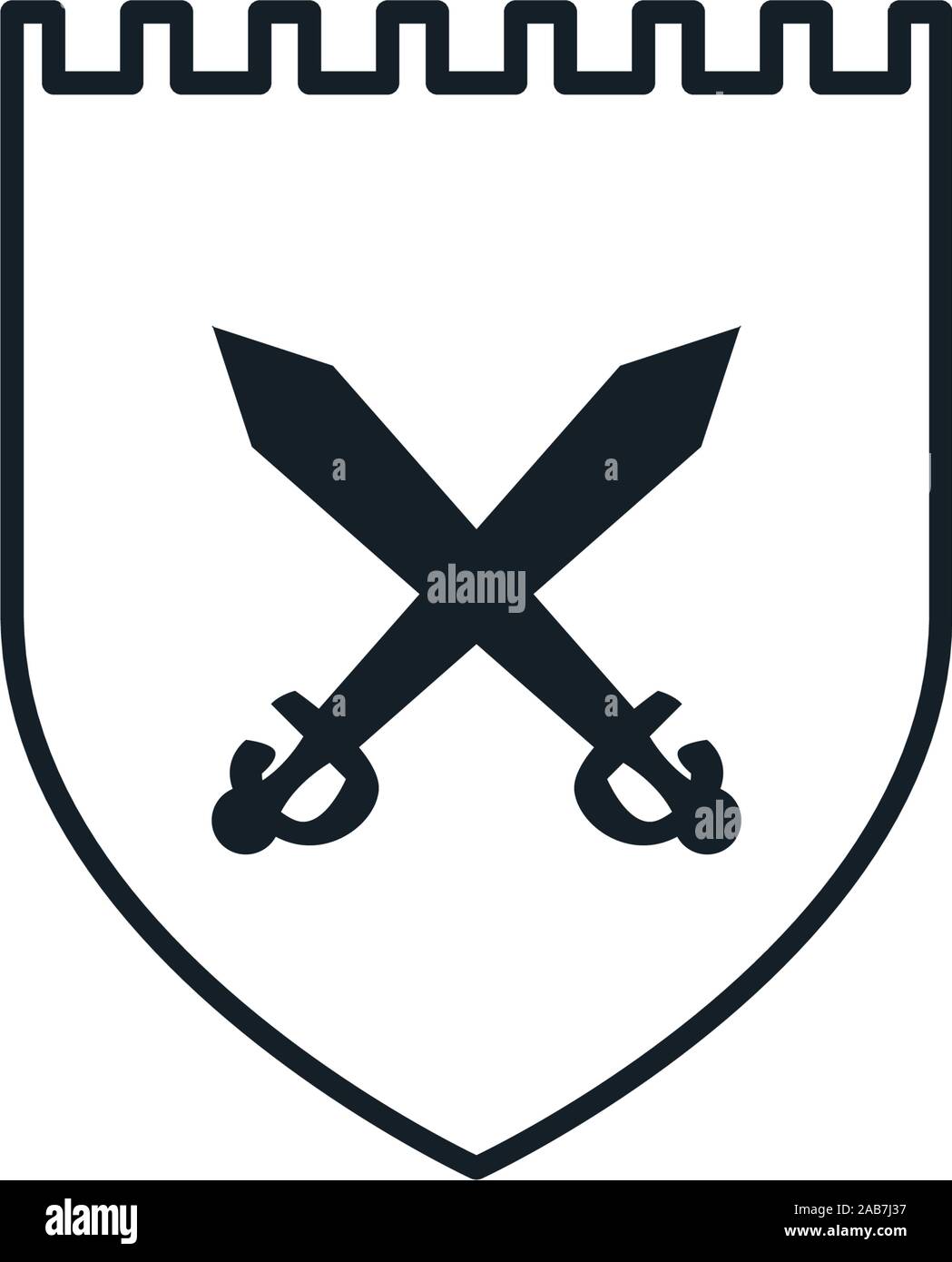 medieval shield with swords crossed flat icon vector illustration design Stock Vector Image ...