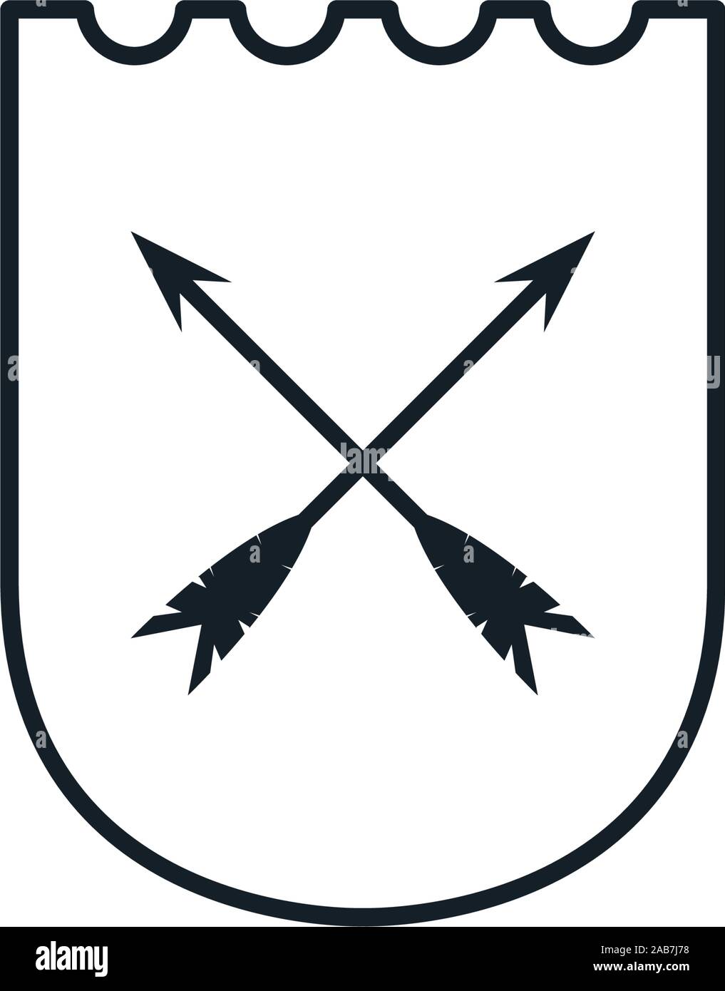 medieval shield with arrows crossed flat icon vector illustration ...