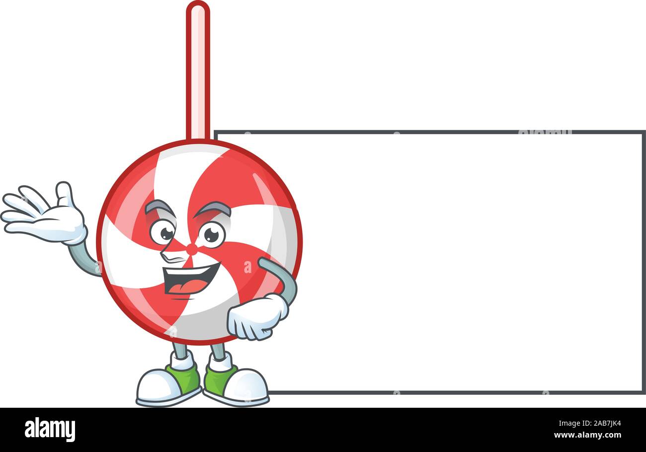 Striped peppermint candy with board cartoon character style Stock ...