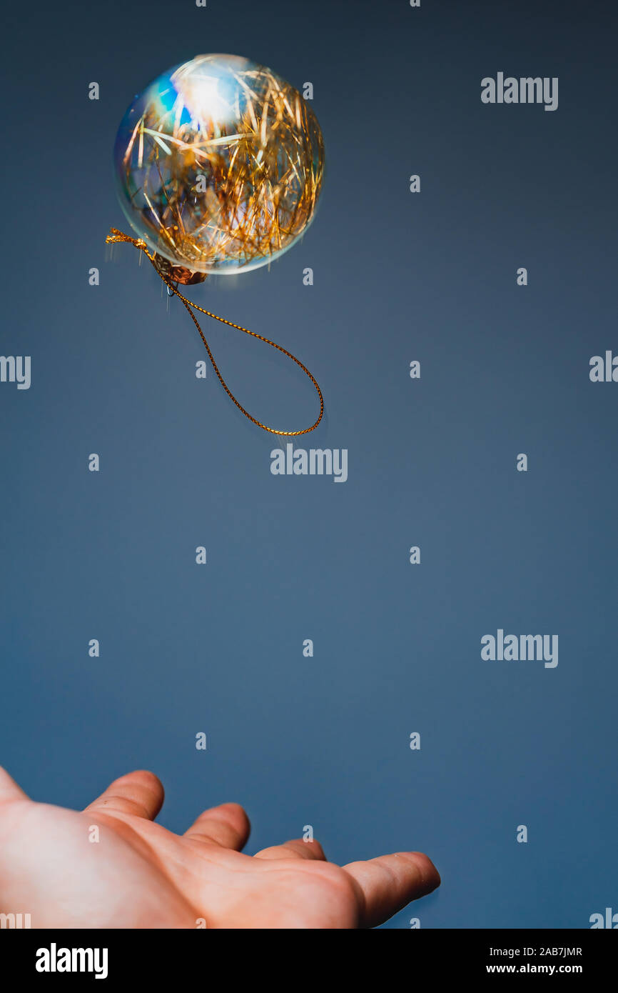 christmas tree decoration made of glass, colorful composition, light ...