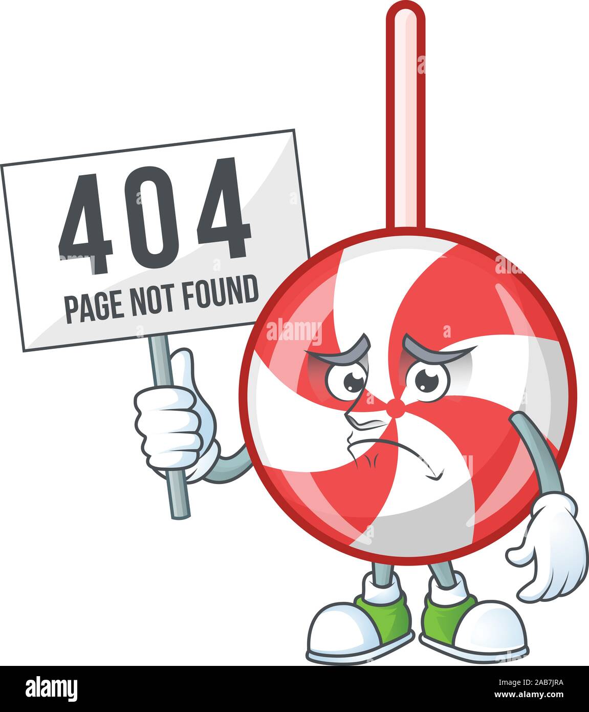 sad cartoon character striped peppermint candy raised up a board Stock ...