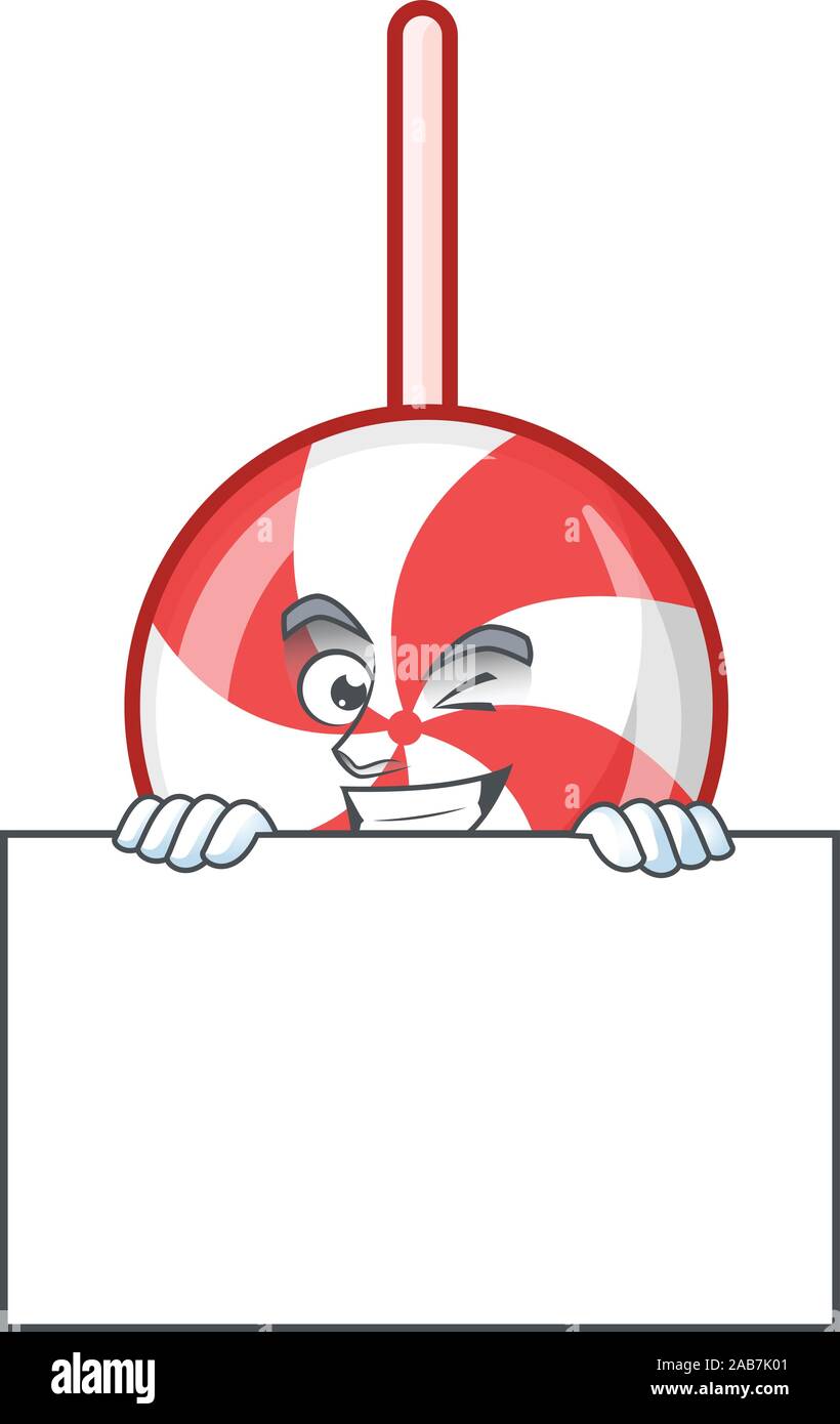 Grinning striped peppermint candy cartoon character style hides behind ...