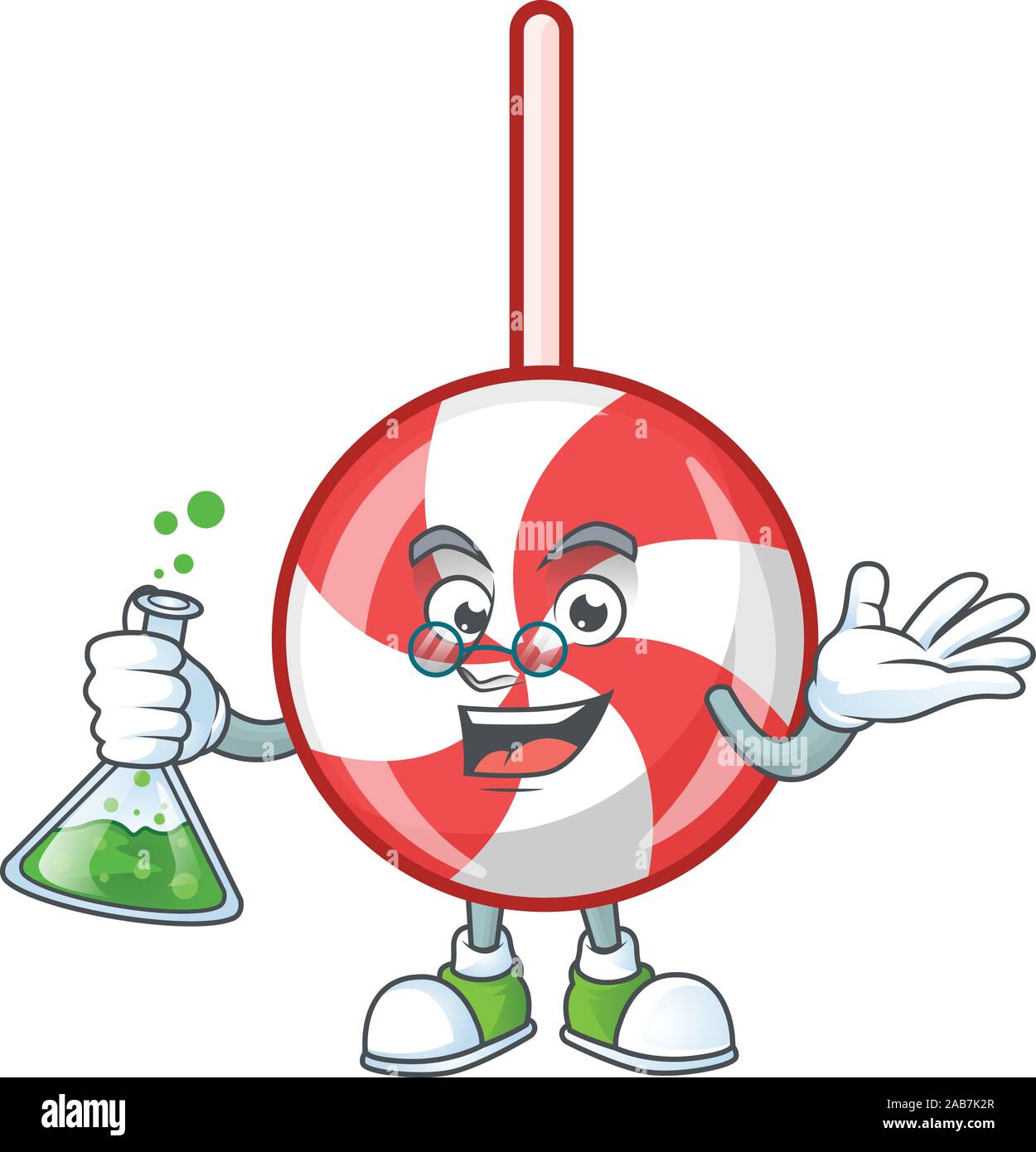 Smart Professor striped peppermint candy cartoon character holding ...