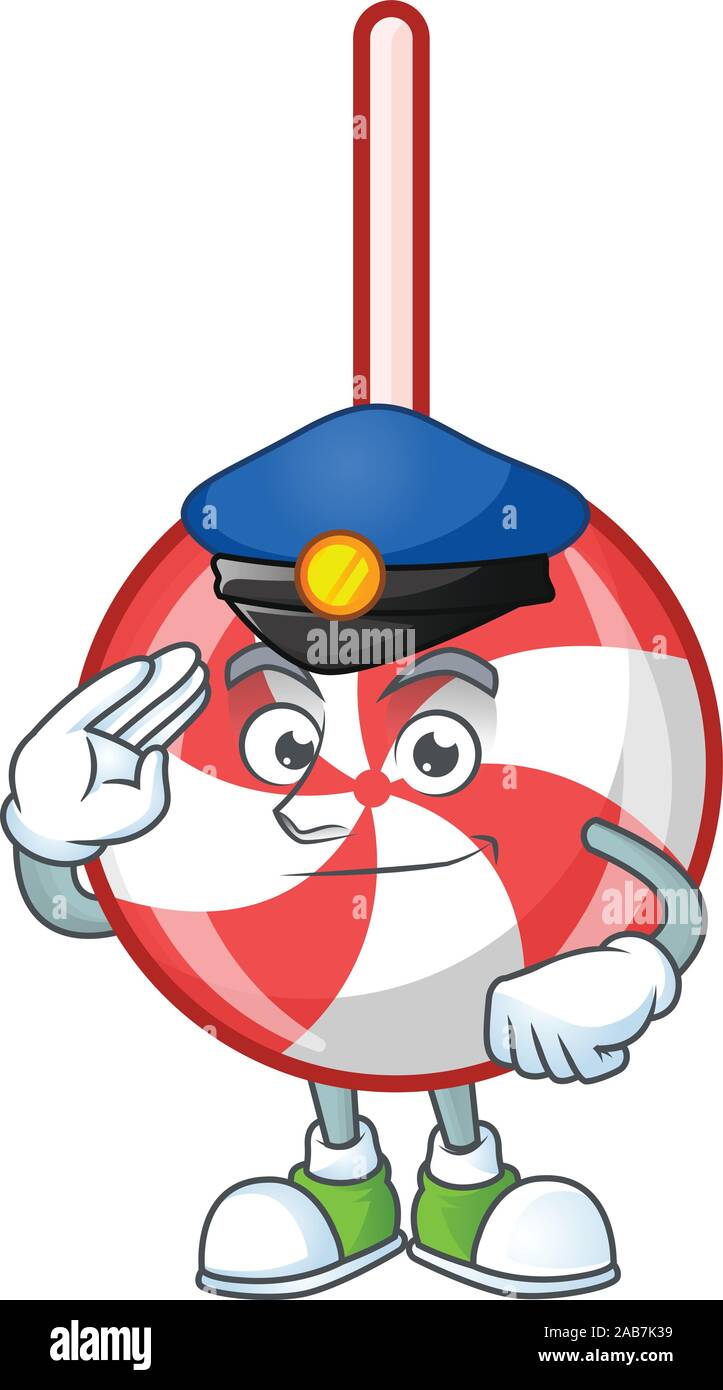 Striped peppermint candy Cartoon character dressed as a Police officer ...