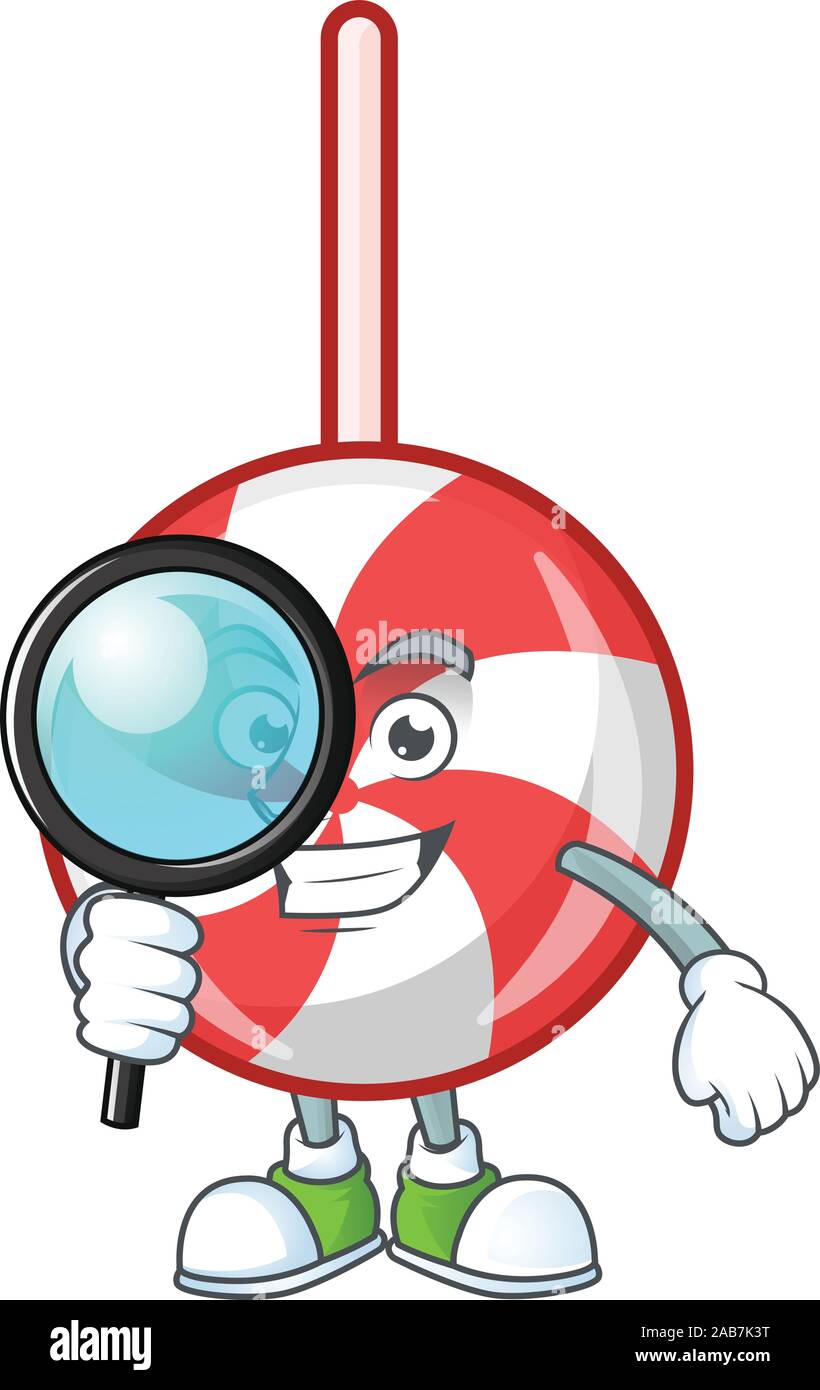 One eye striped peppermint candy Detective cartoon character style ...