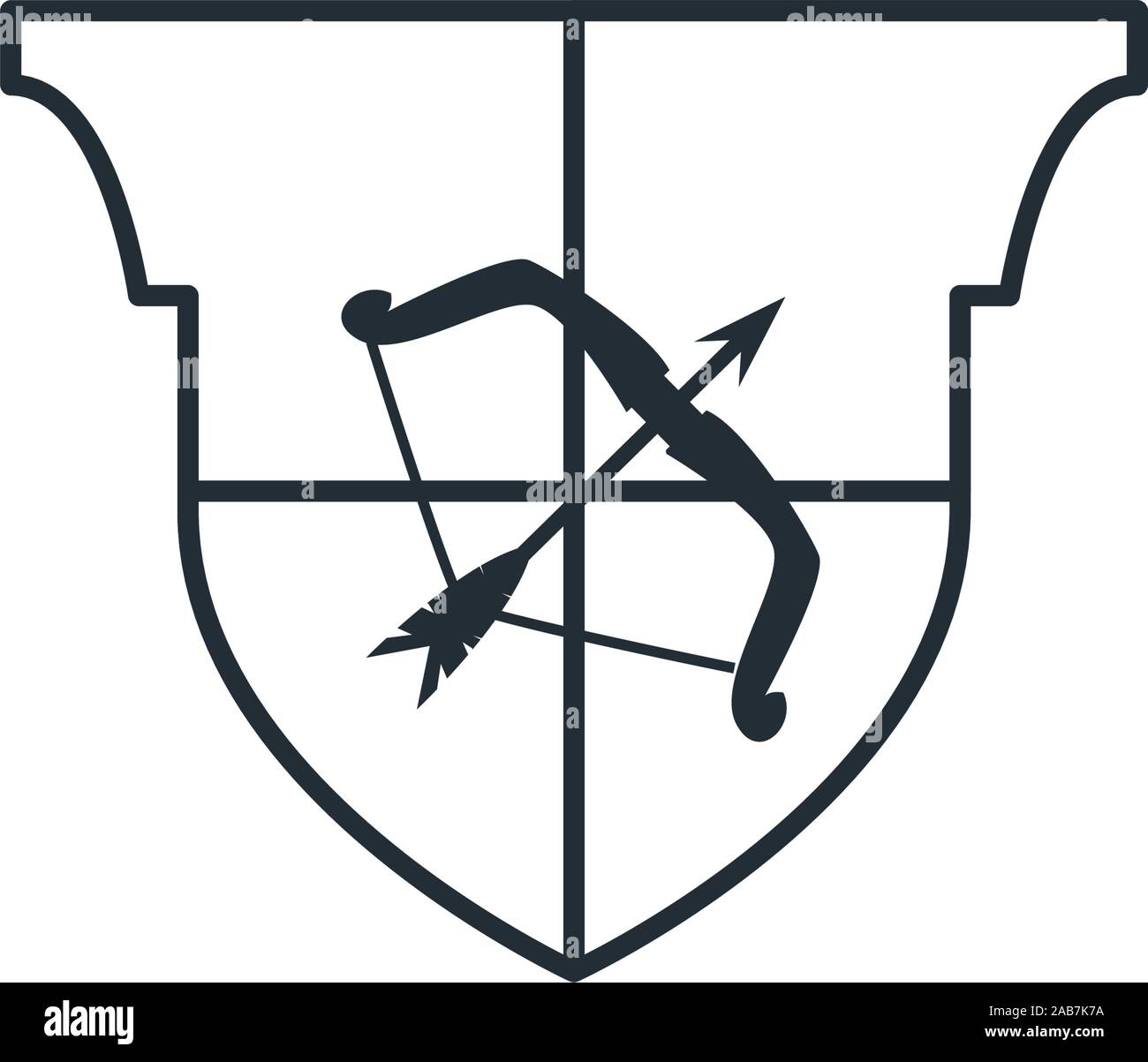 medieval shield with arrow arch flat icon vector illustration design ...