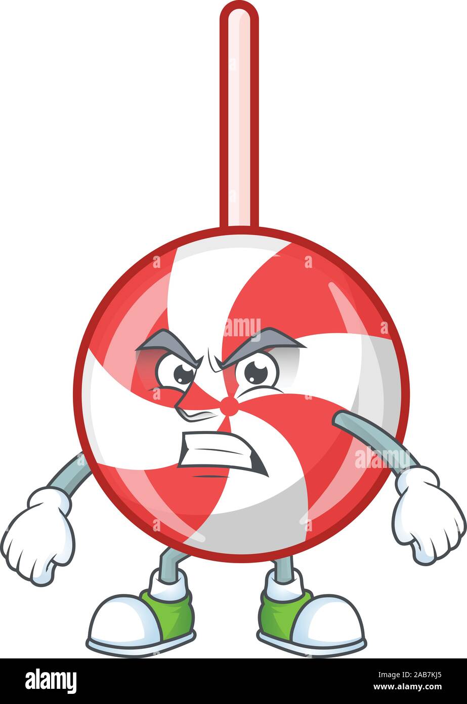 Striped peppermint candy cartoon character style with angry face Stock ...