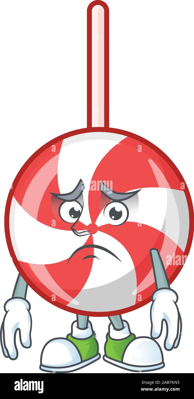 Striped peppermint candy Cartoon character showing afraid look face ...