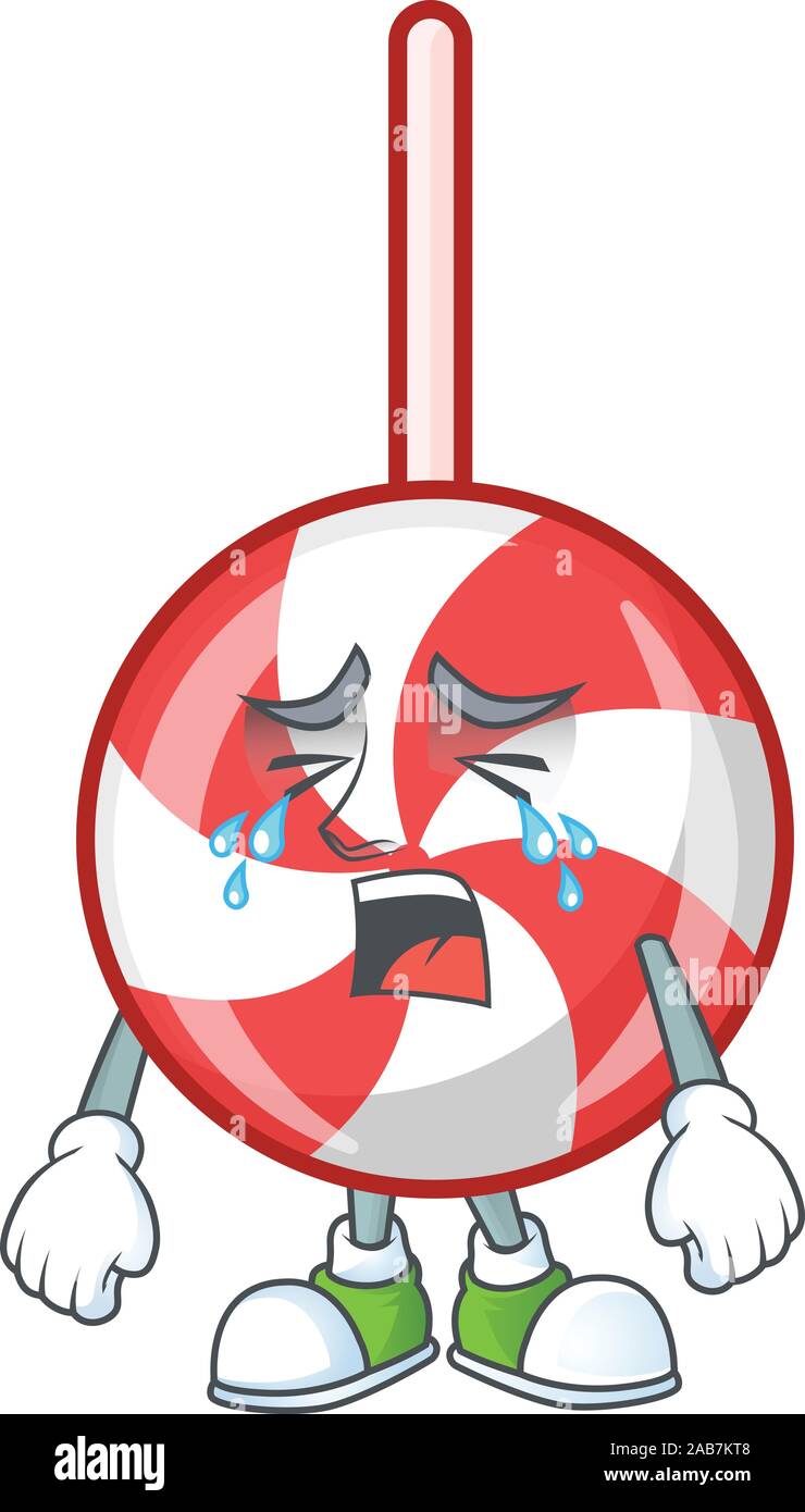 Sad Crying striped peppermint candy cartoon character design style ...