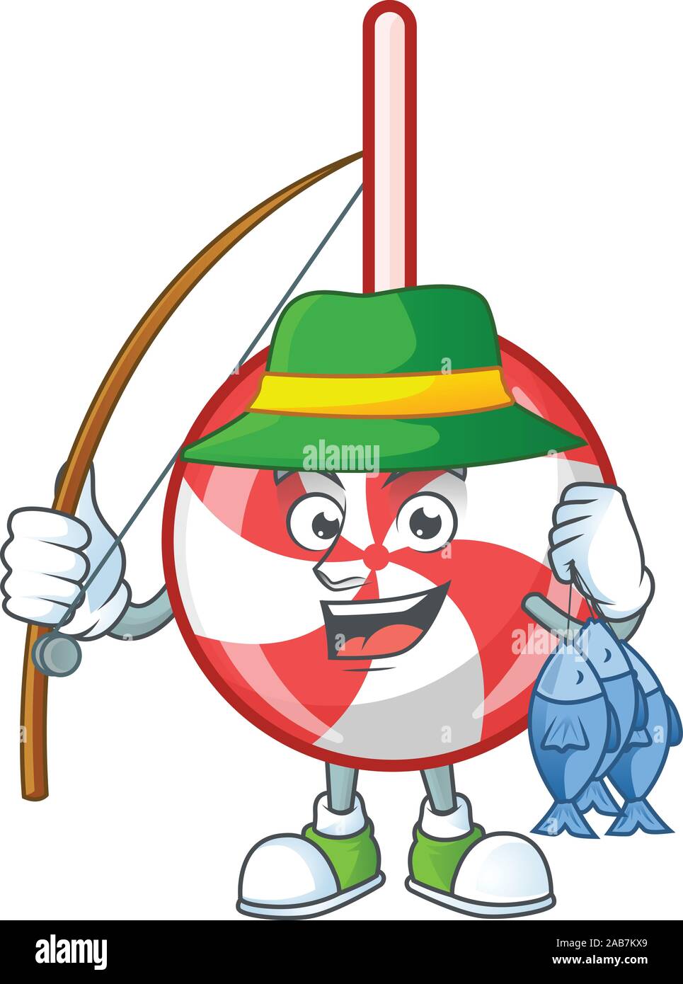 Happy smiley funny Fishing striped peppermint candy design Stock Vector ...