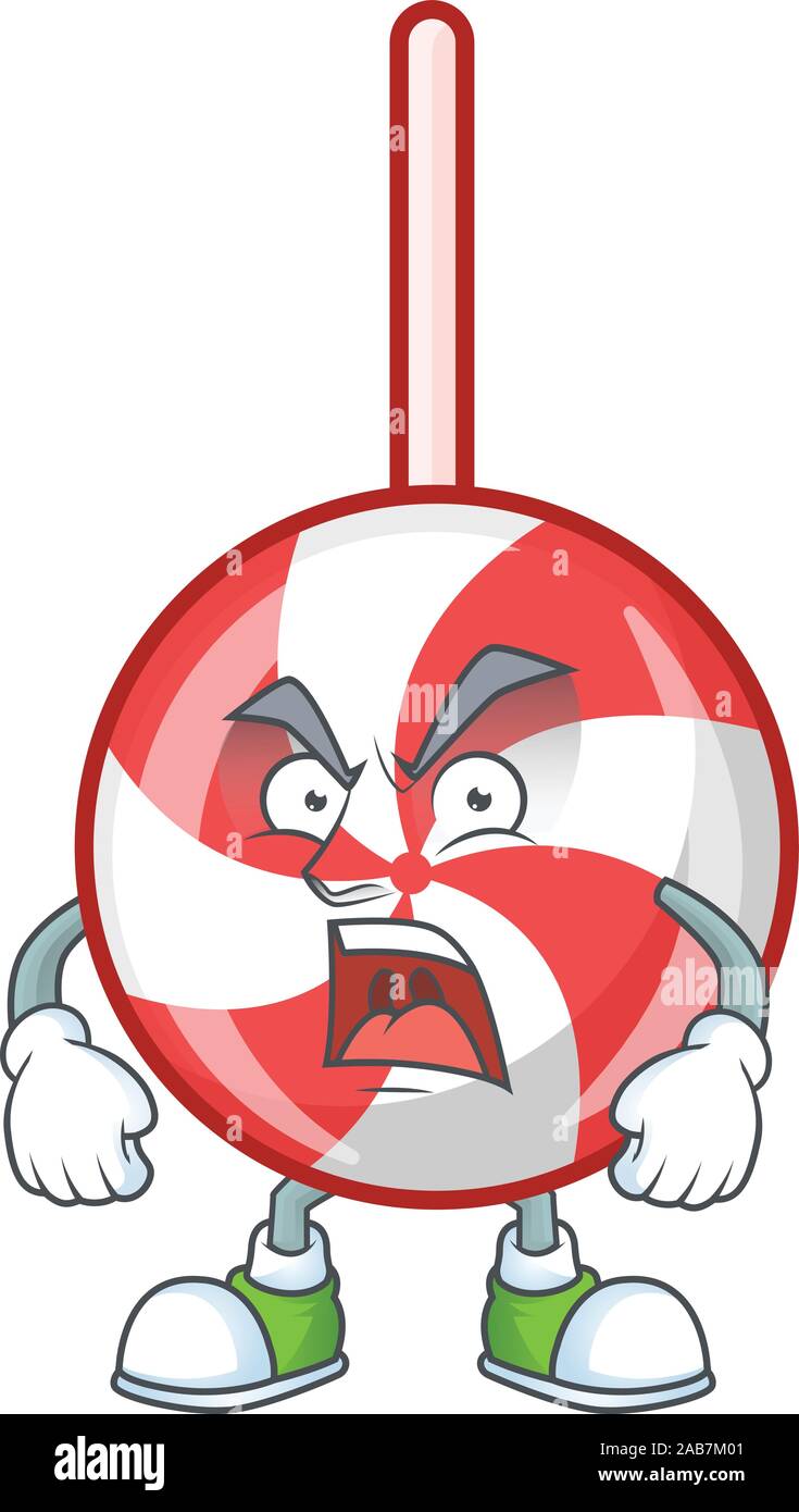 Mascot of angry striped peppermint candy cartoon character design Stock ...