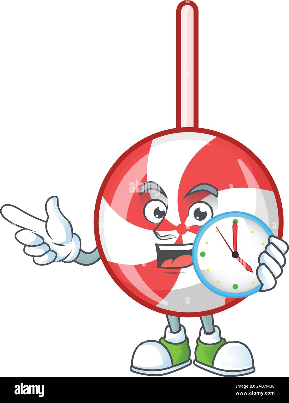 With clock smiling striped peppermint candy cartoon mascot style Stock ...