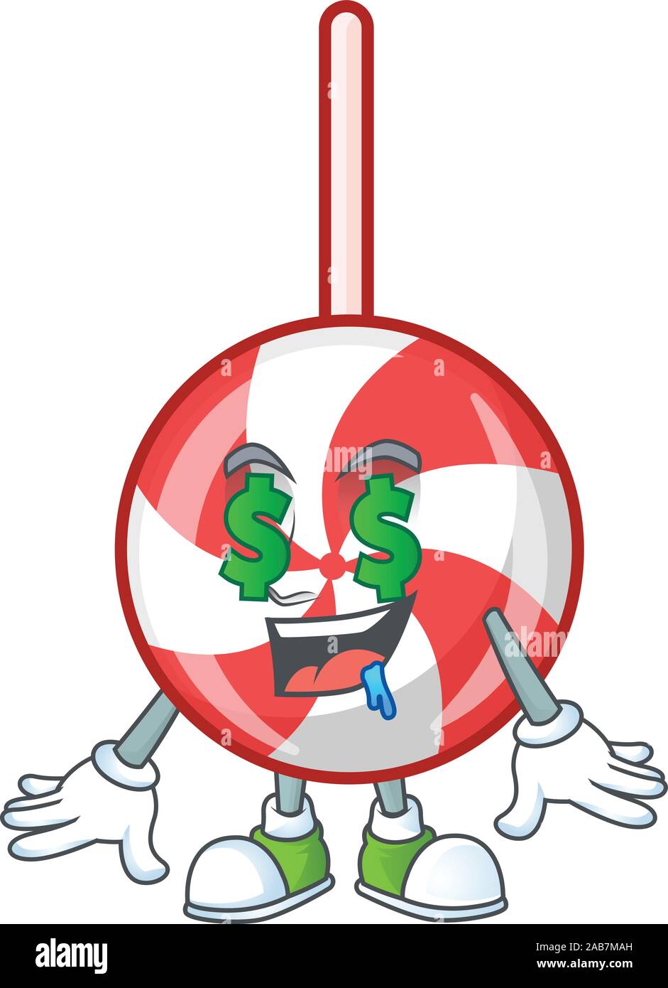 Striped peppermint candy with Money eye cartoon character design Stock ...