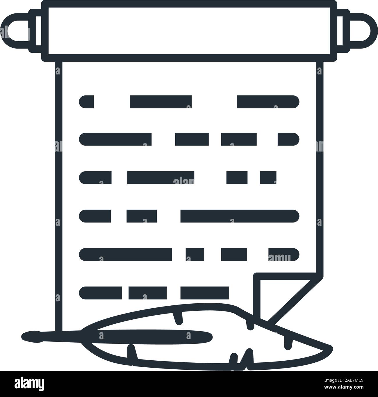 medieval parchment paper with feather flat style icon vector ...