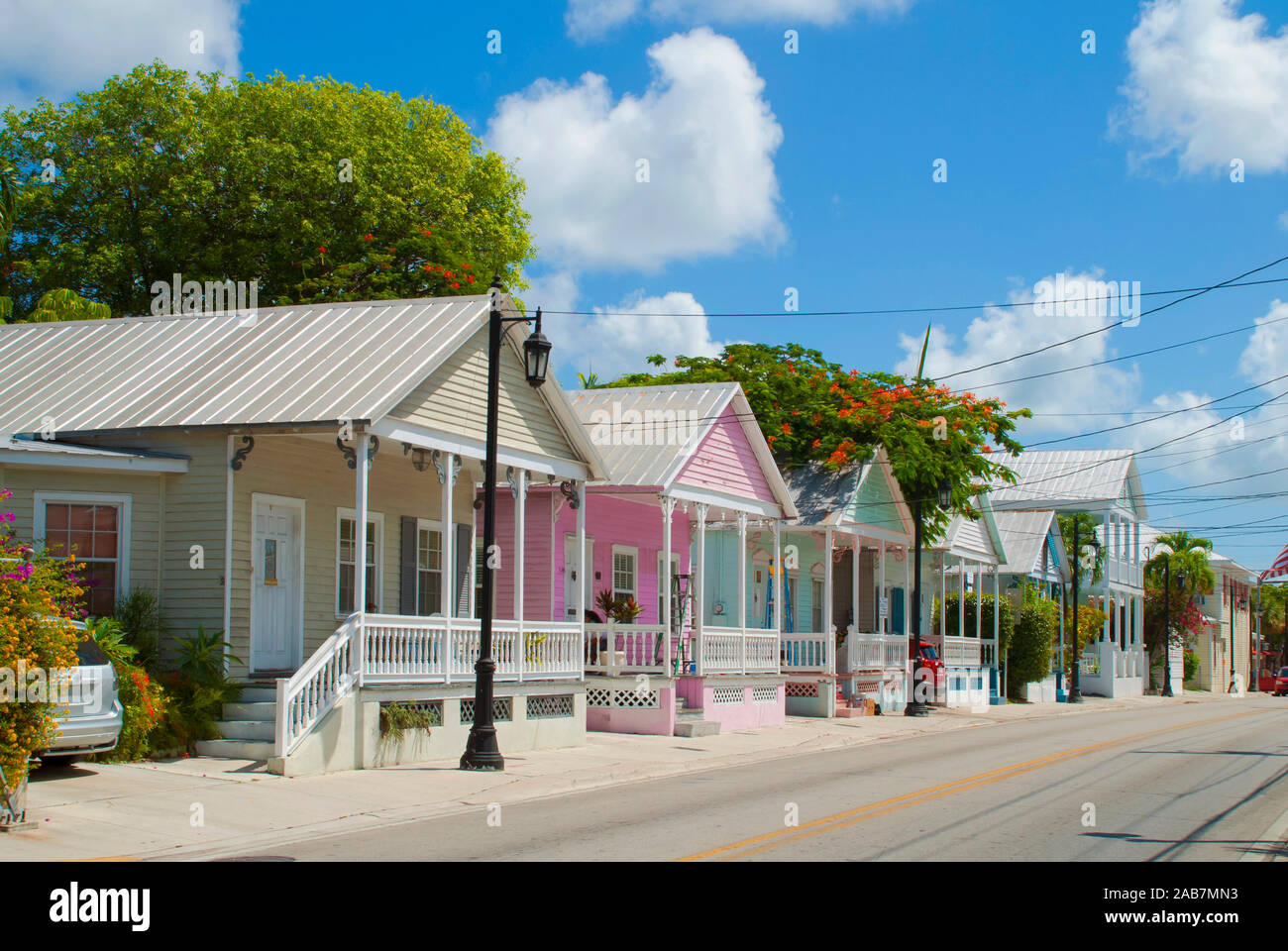 Key West streetview with typical wooden architecture Stock Photo - Alamy