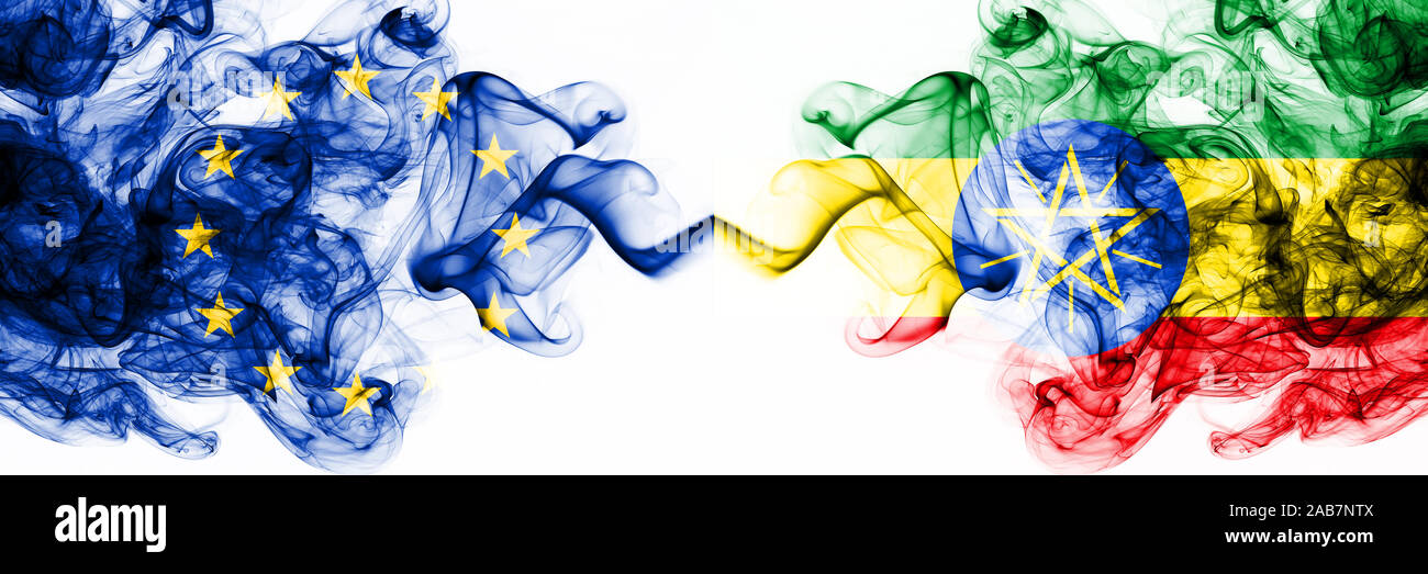 Eu, European Union vs Ethiopia, Ethiopian smoky mystic flags placed ...