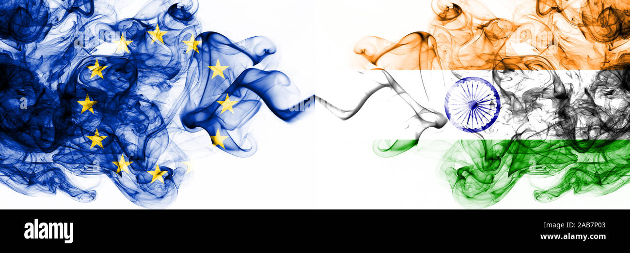 India eu flag smoke hi-res stock photography and images - Alamy
