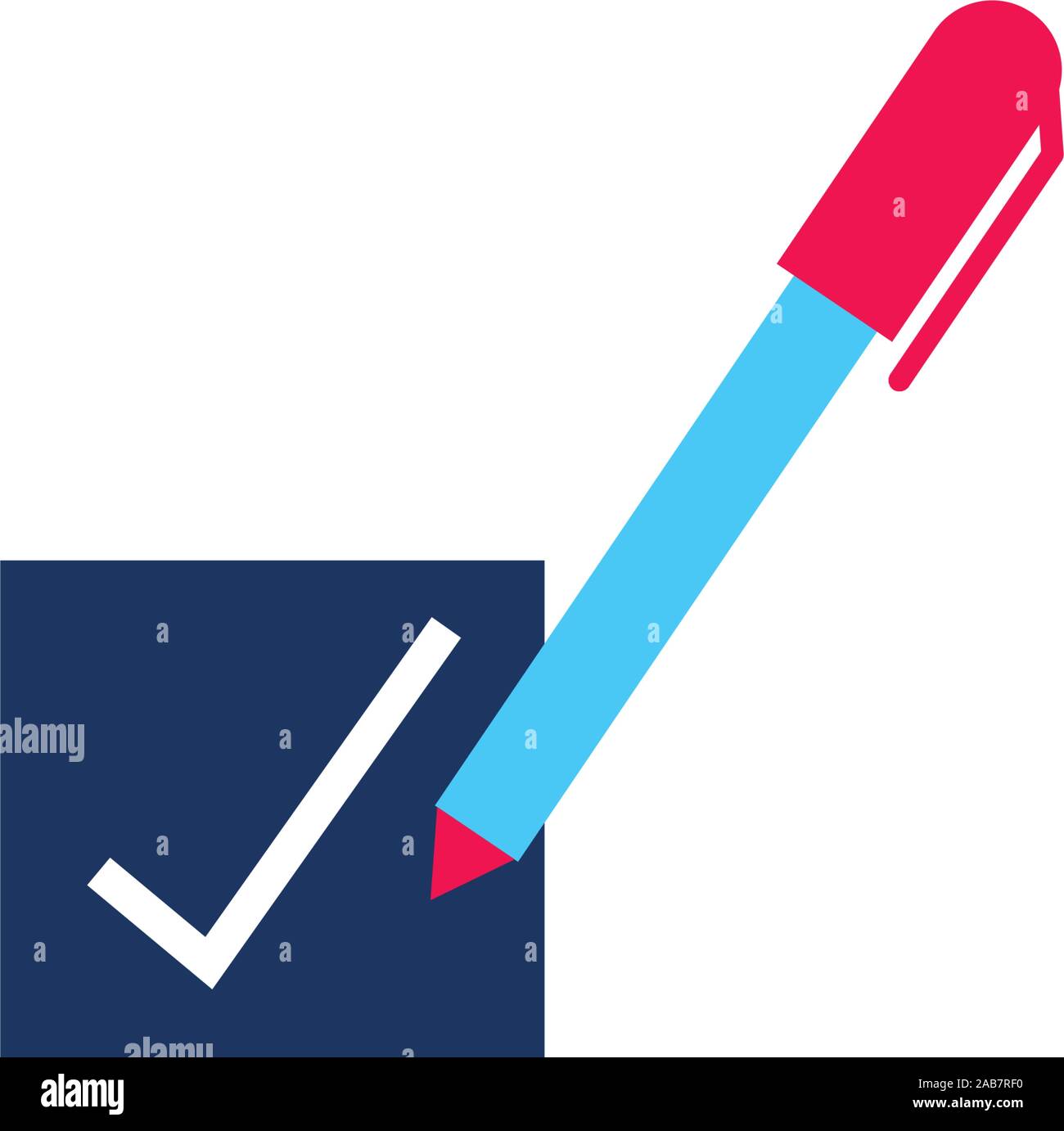 vote check boxes and pen accept flat style icon vector illustration ...