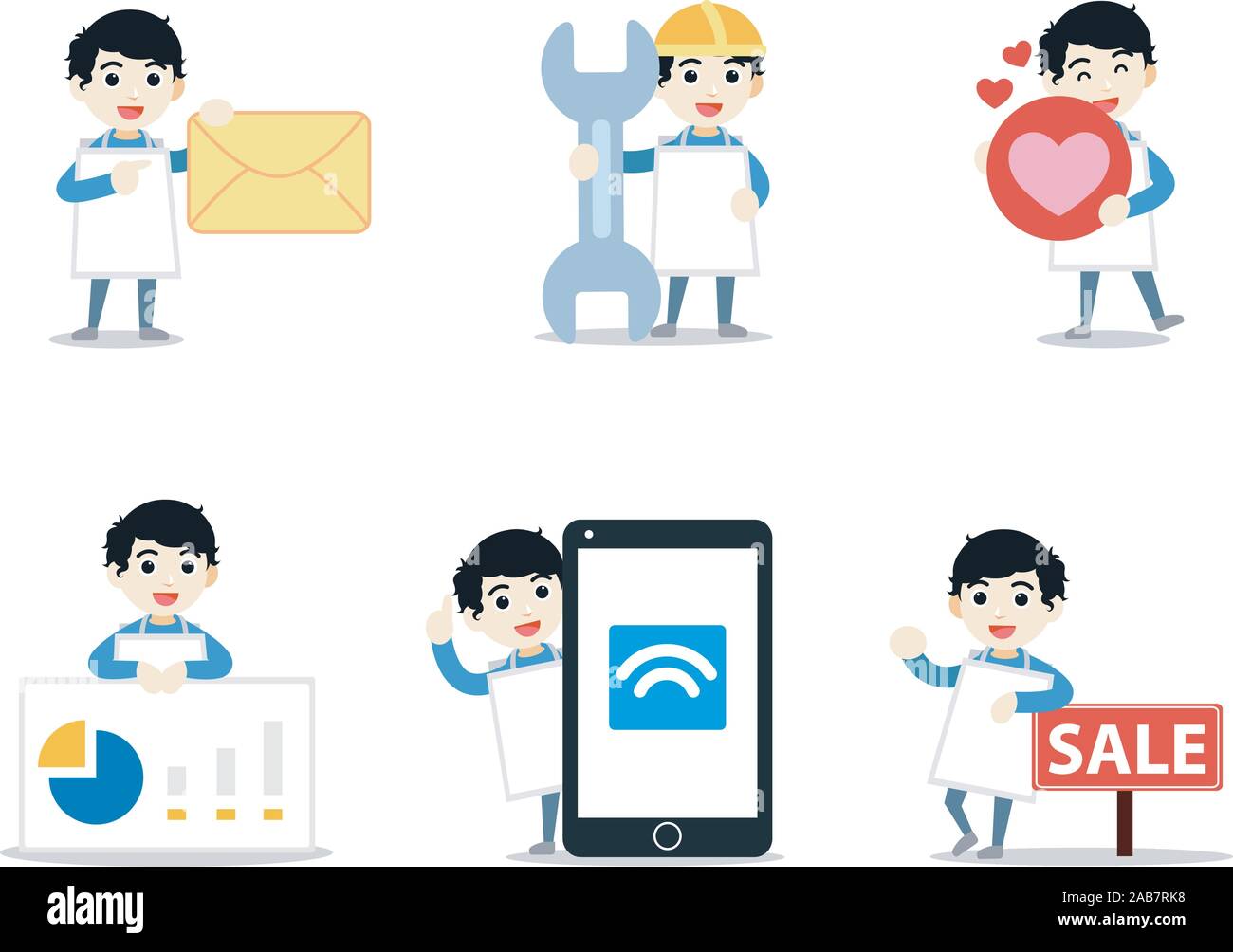 Set of character man with advertisement profession Stock Vector Image ...
