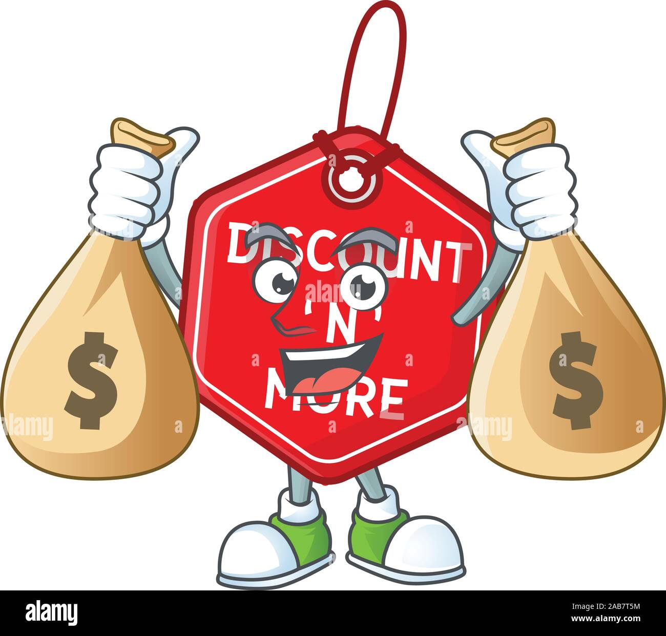 Cute christmas discount tag cartoon character smiley with money bag ...