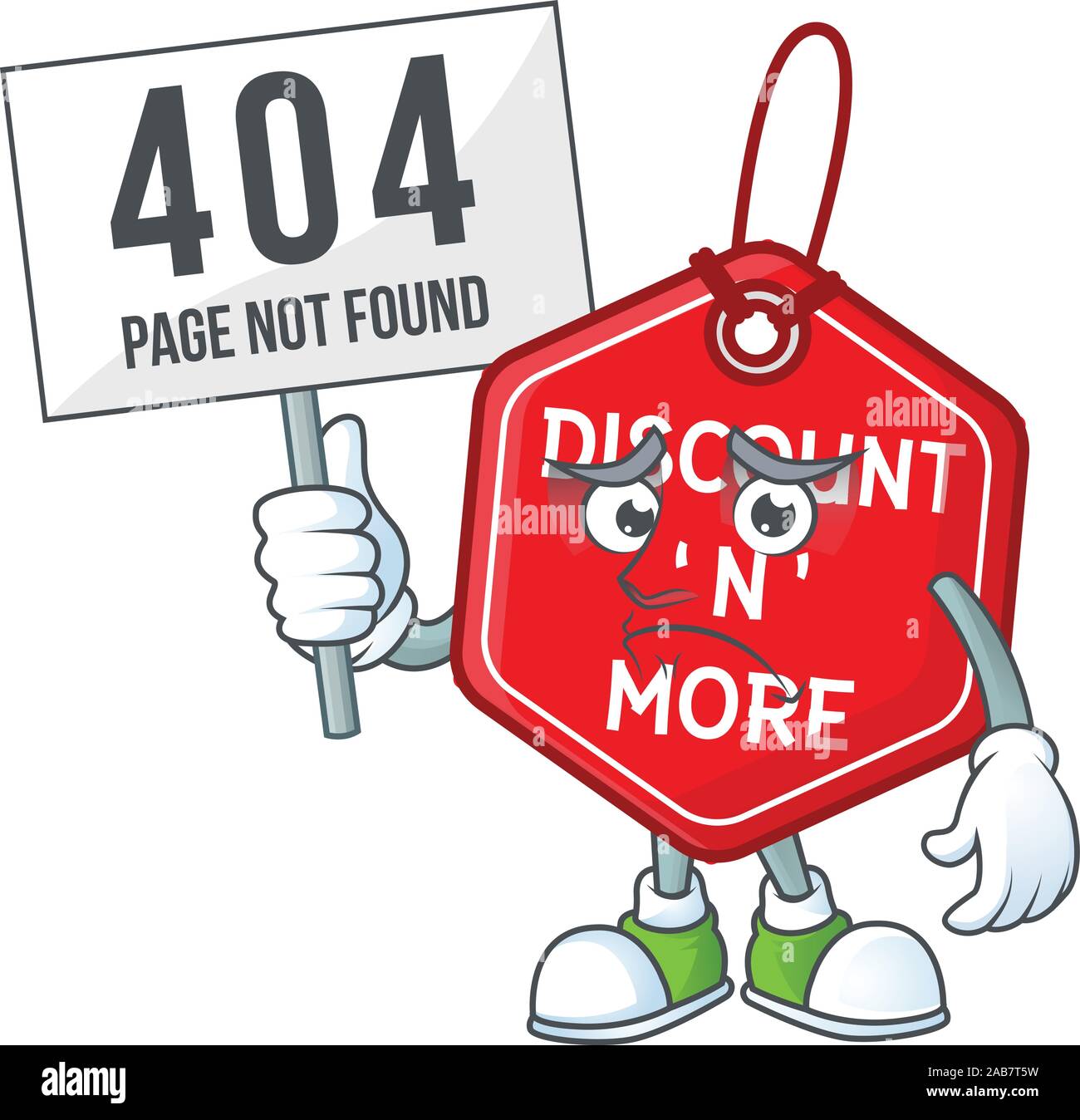 sad cartoon character christmas discount tag raised up a board Stock ...