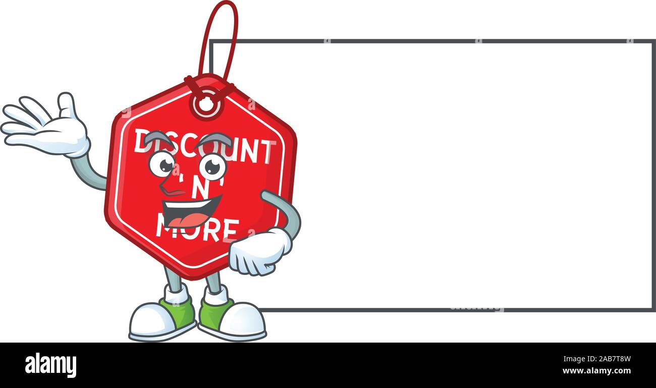 Christmas discount tag with board cartoon character style Stock Vector ...