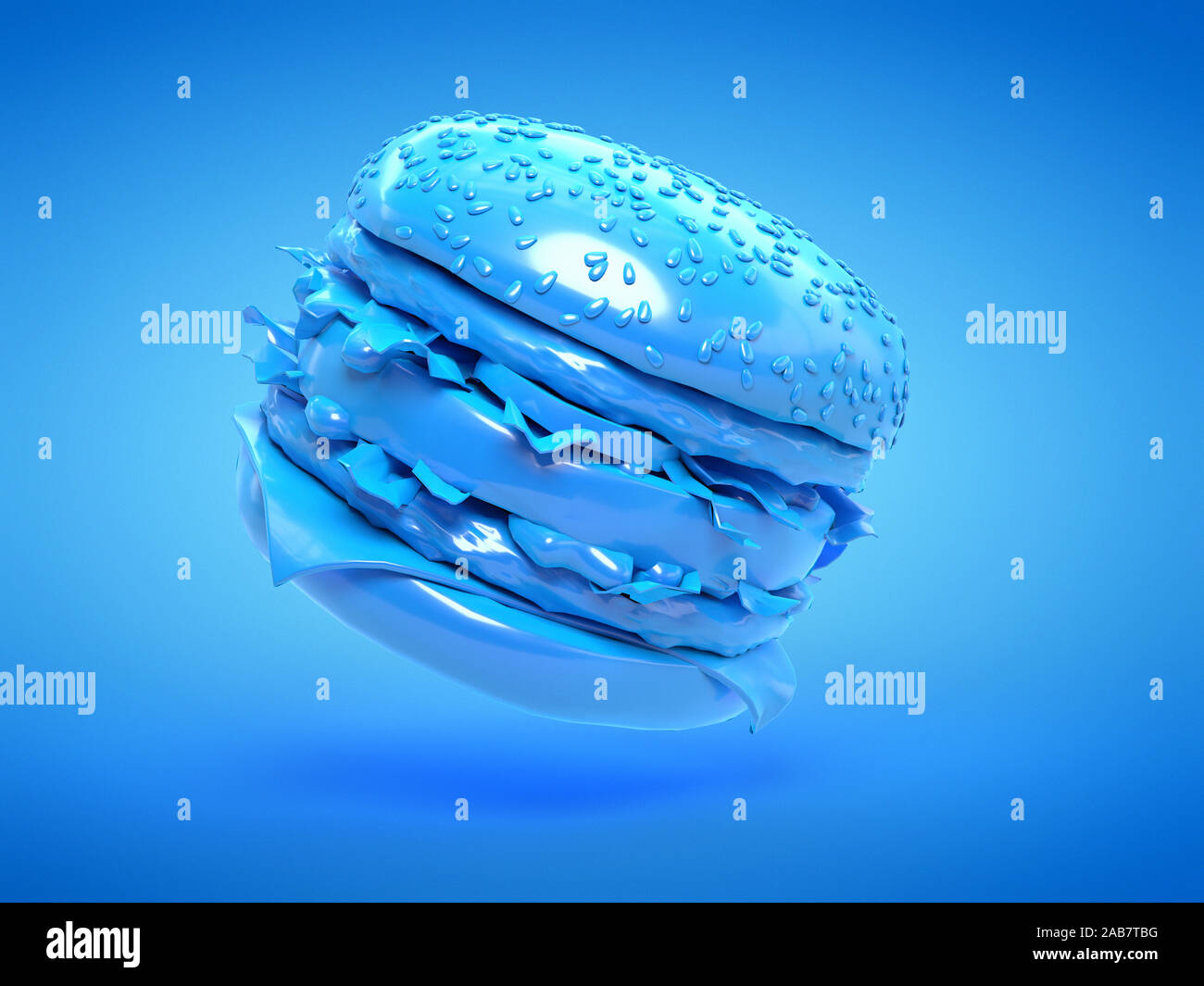 3d rendered illustration of a blue burger Stock Photo - Alamy