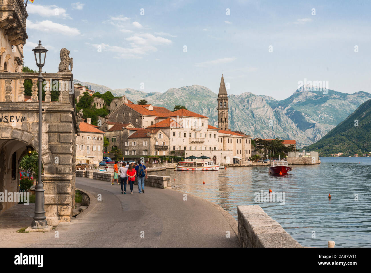 Promenade of Perast, Bay of Kotor, UNESCO World Heritage Site ...